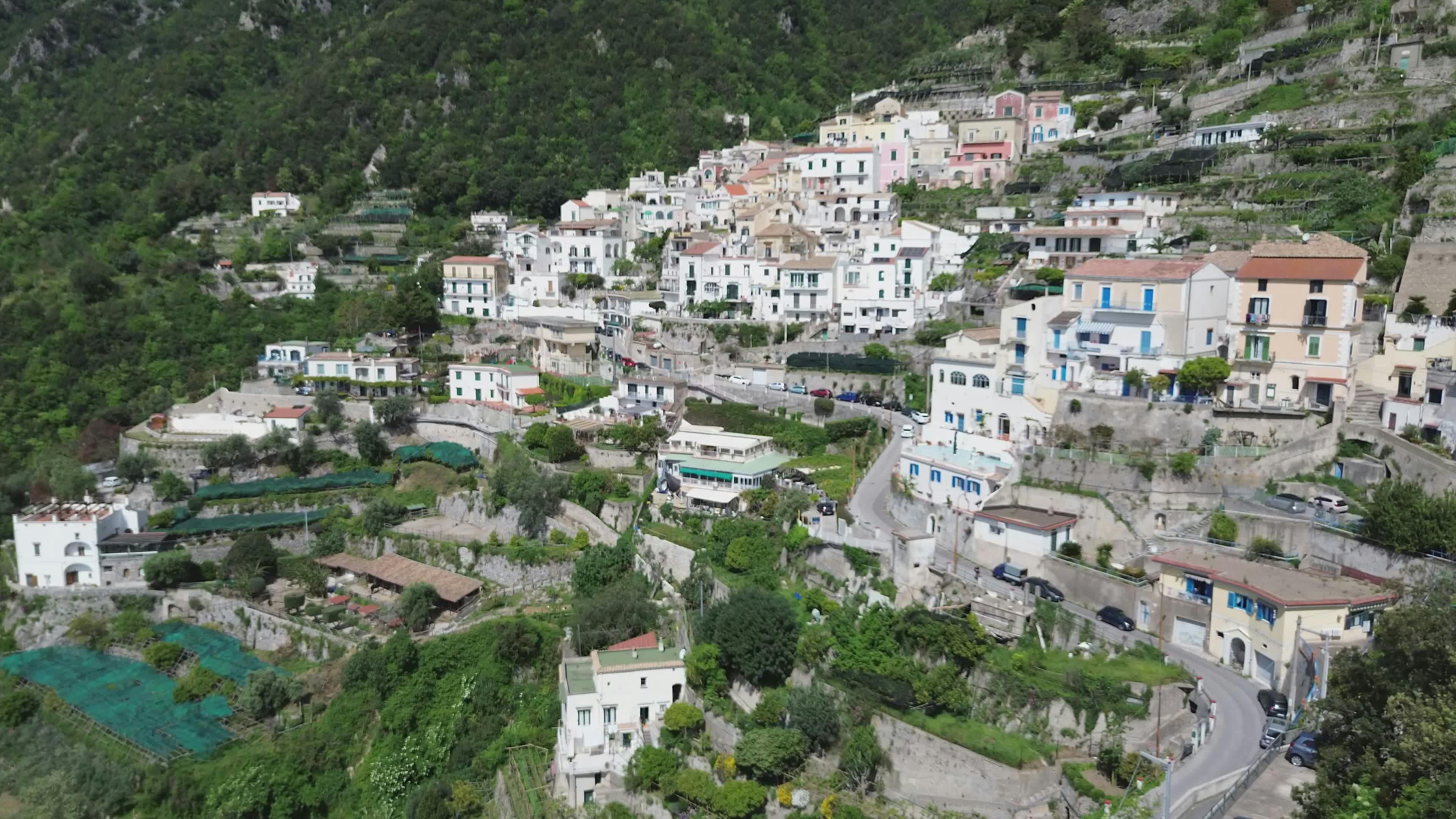 Scenic Aerial View of Italian Hillside Village Free Stock Video Footage ...