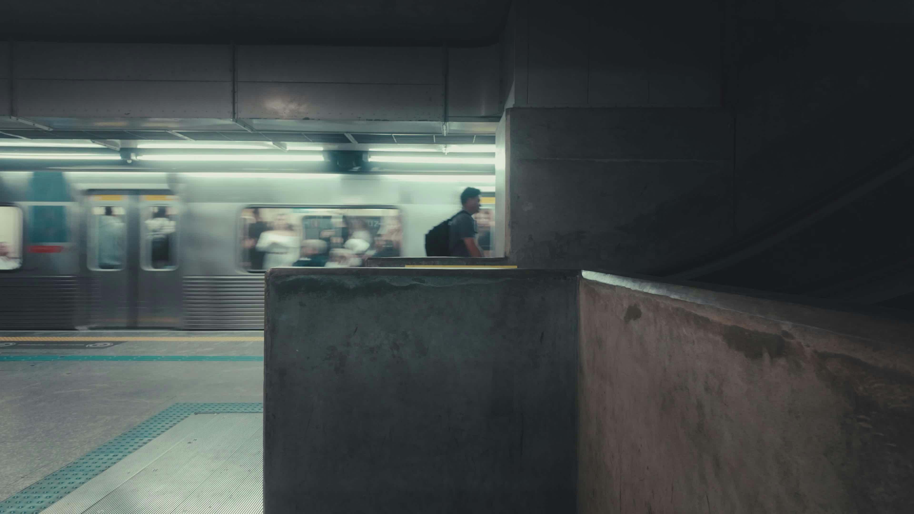 Monochrome Urban Subway Commuters in Motion Free Stock Video Footage ...