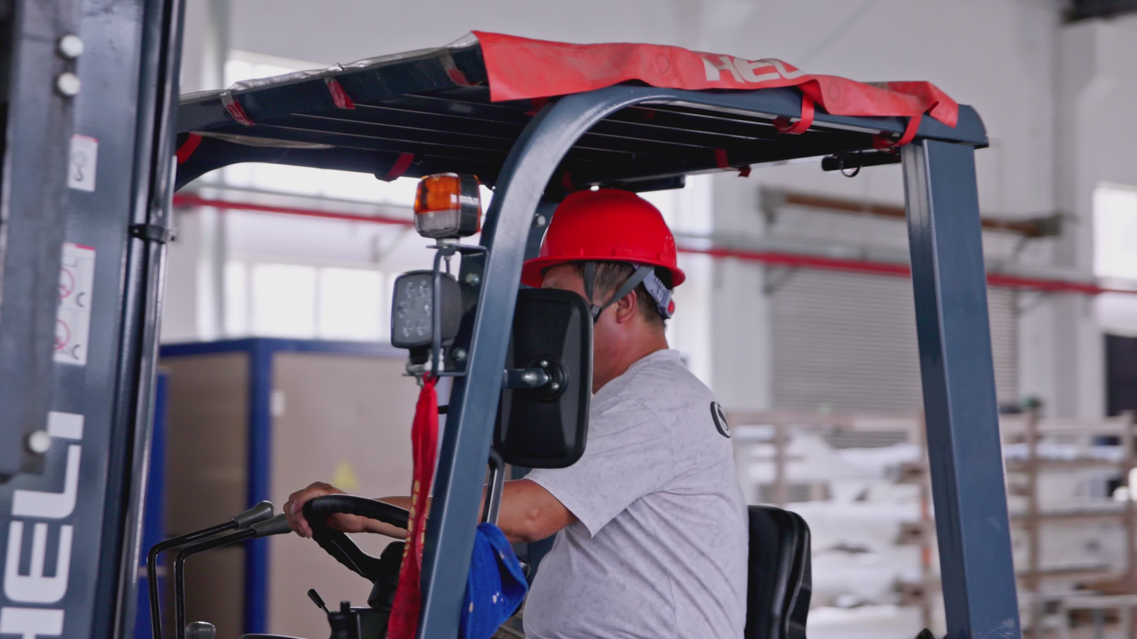 Warehouse Worker Operating Forklift Safely Free Stock Video Footage ...