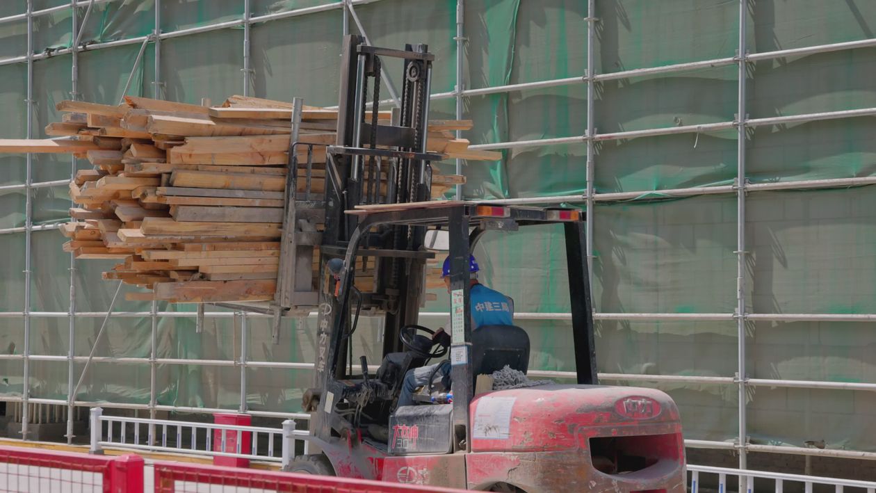 Forklift Operating at Construction Site Safely Free Stock Video Footage ...