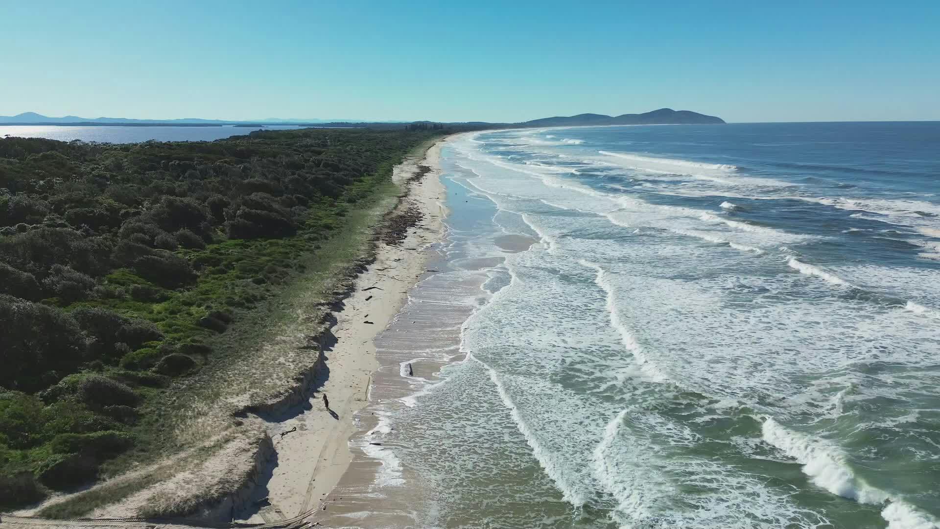 Breathtaking Aerial View of Forster Coastline Free Stock Video Footage ...