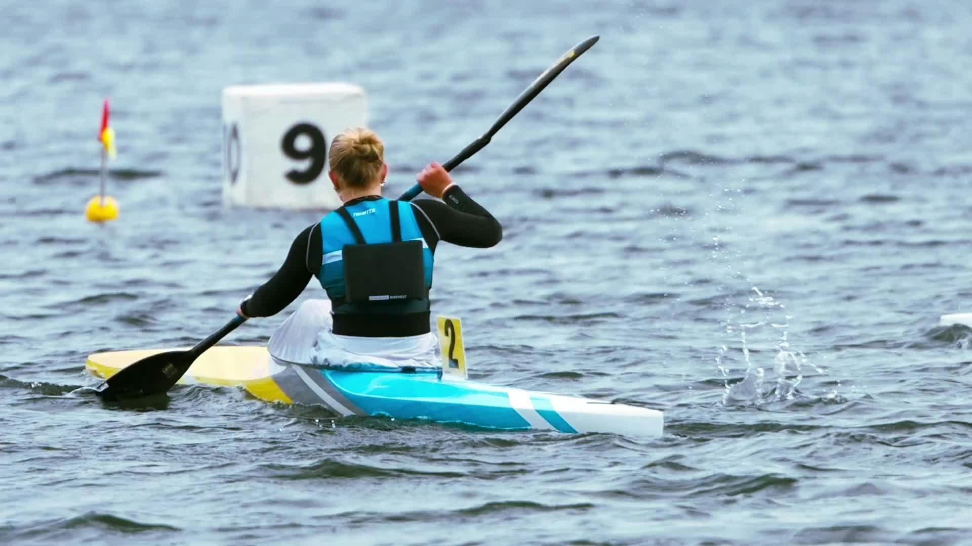 Exciting Competitive Kayaking Race on Open Water Free Stock Video ...