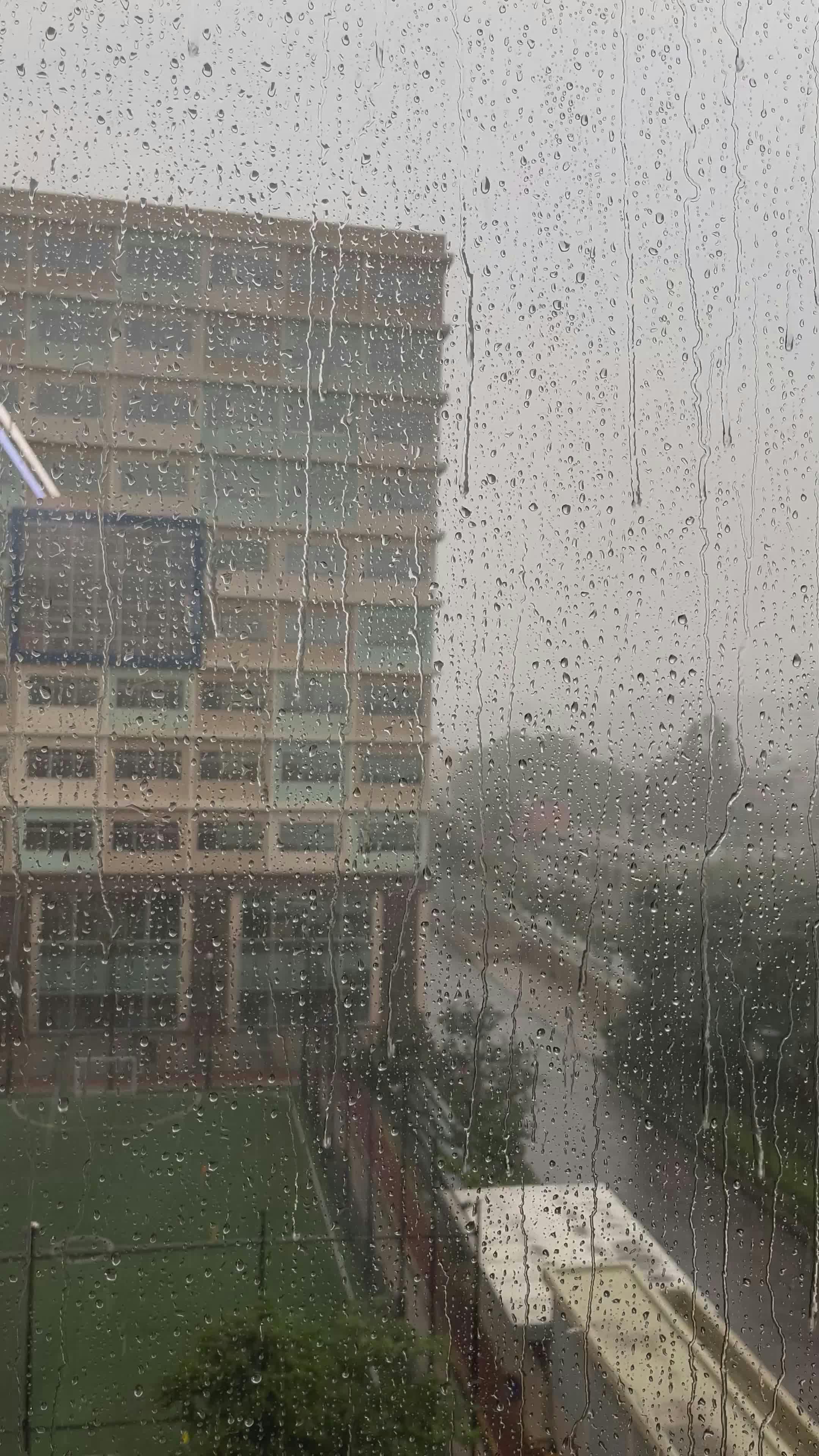 Heavy Rainfall Outside Urban Office Building Free Stock Video Footage ...