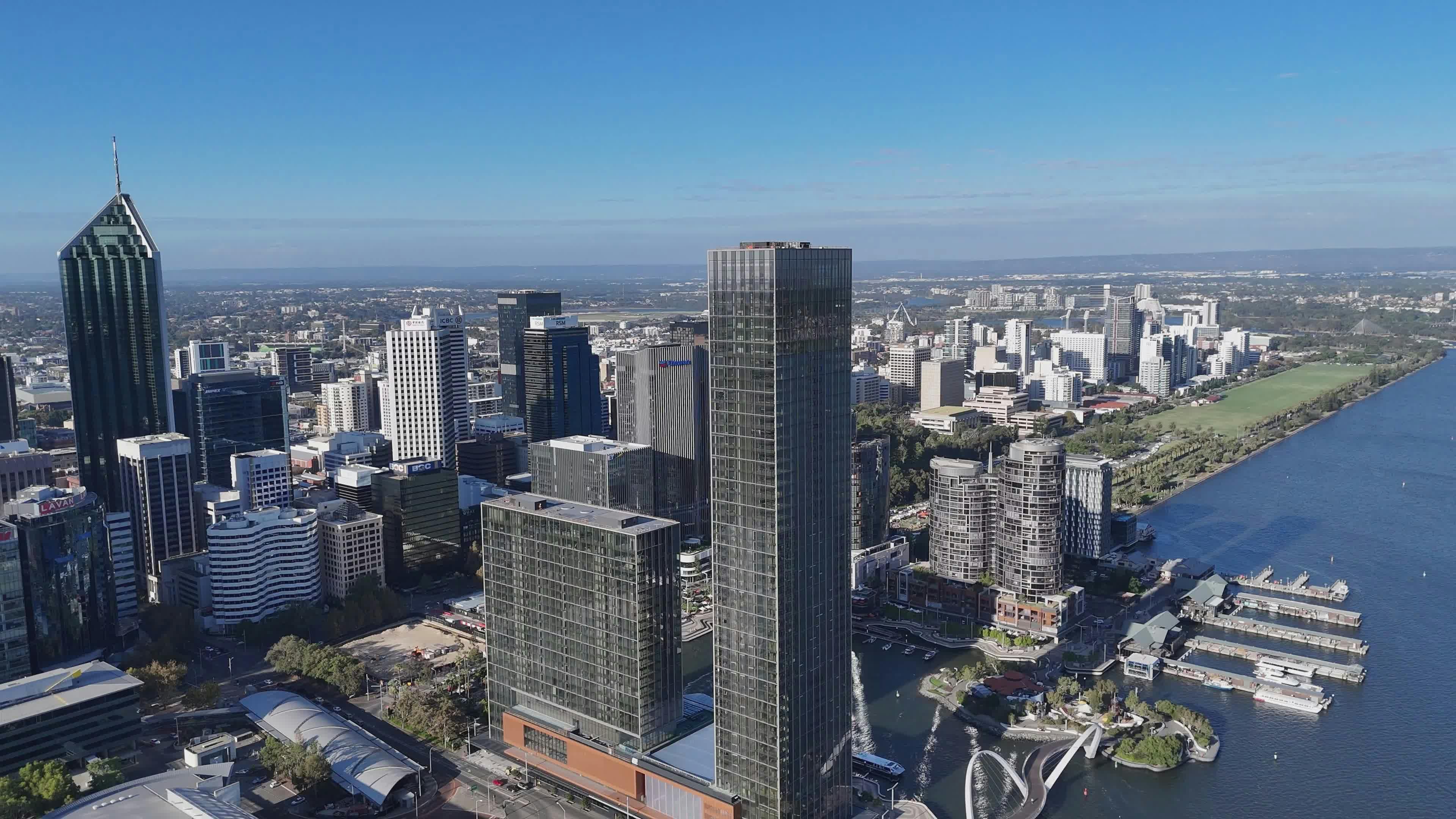 Aerial View of Perth City Skyline Free Stock Video Footage, Royalty ...