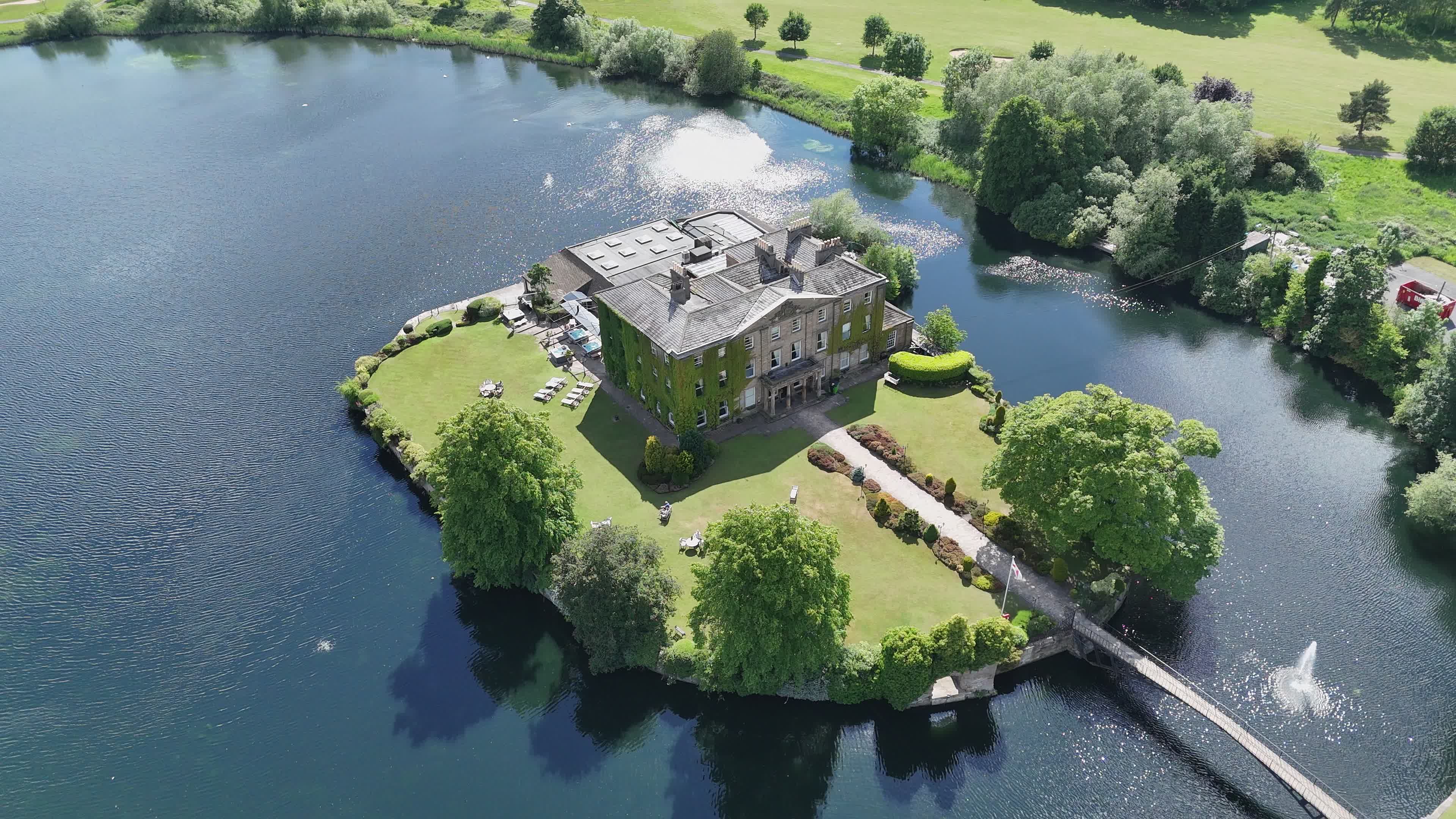 Aerial View of Scenic Lakeside Mansion in Summer Free Stock Video ...
