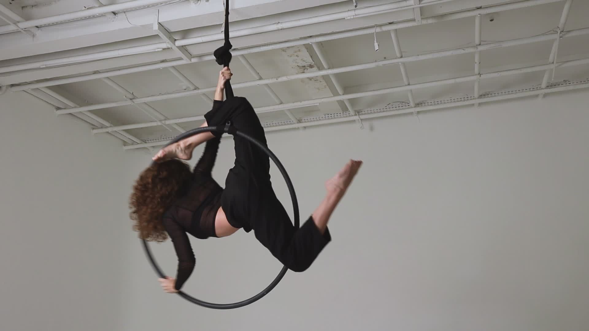 Graceful Aerial Hoop Performance Indoors Free Stock Video Footage ...