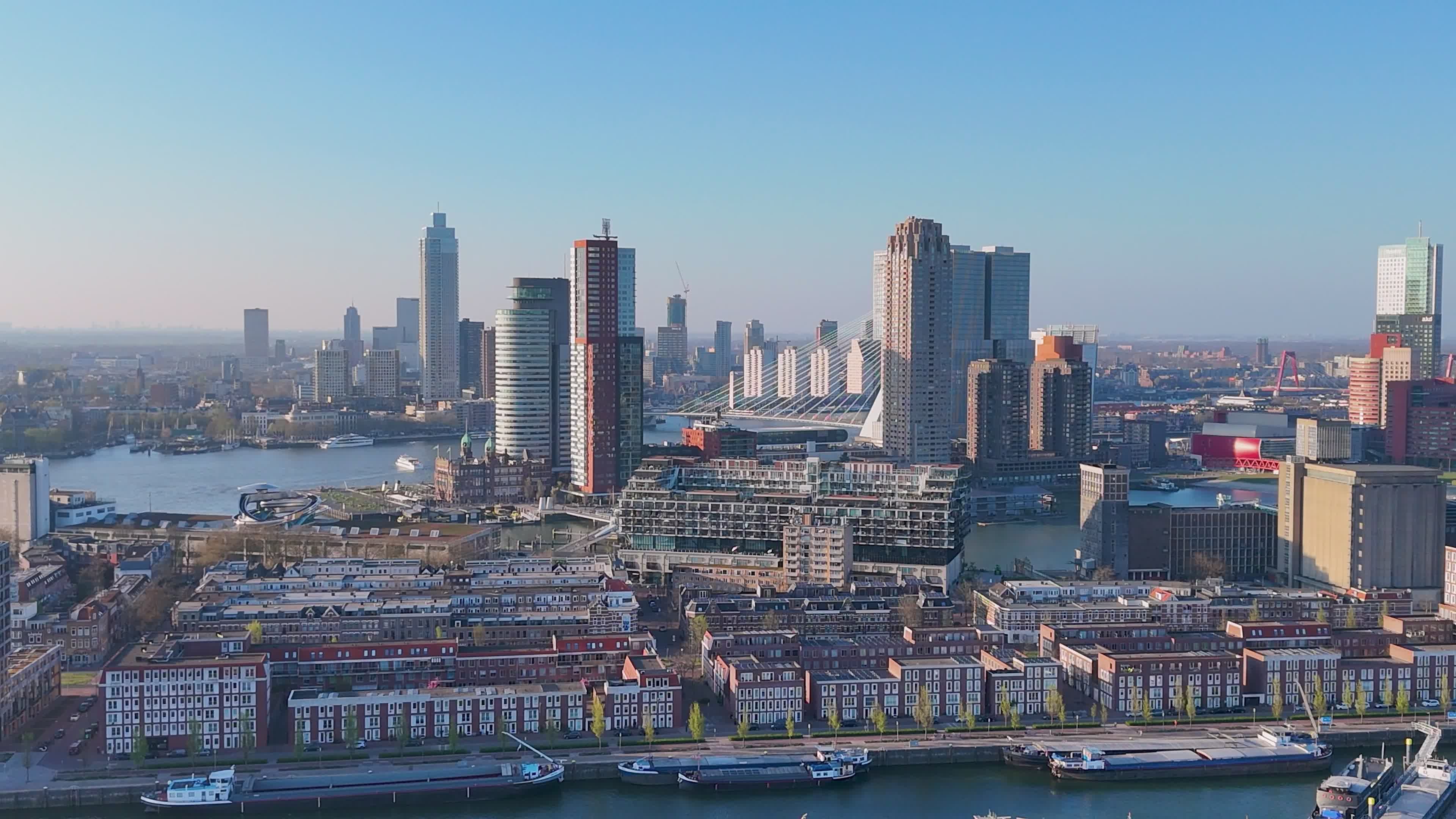 Stunning Aerial View of Rotterdam Skyline Free Stock Video Footage ...