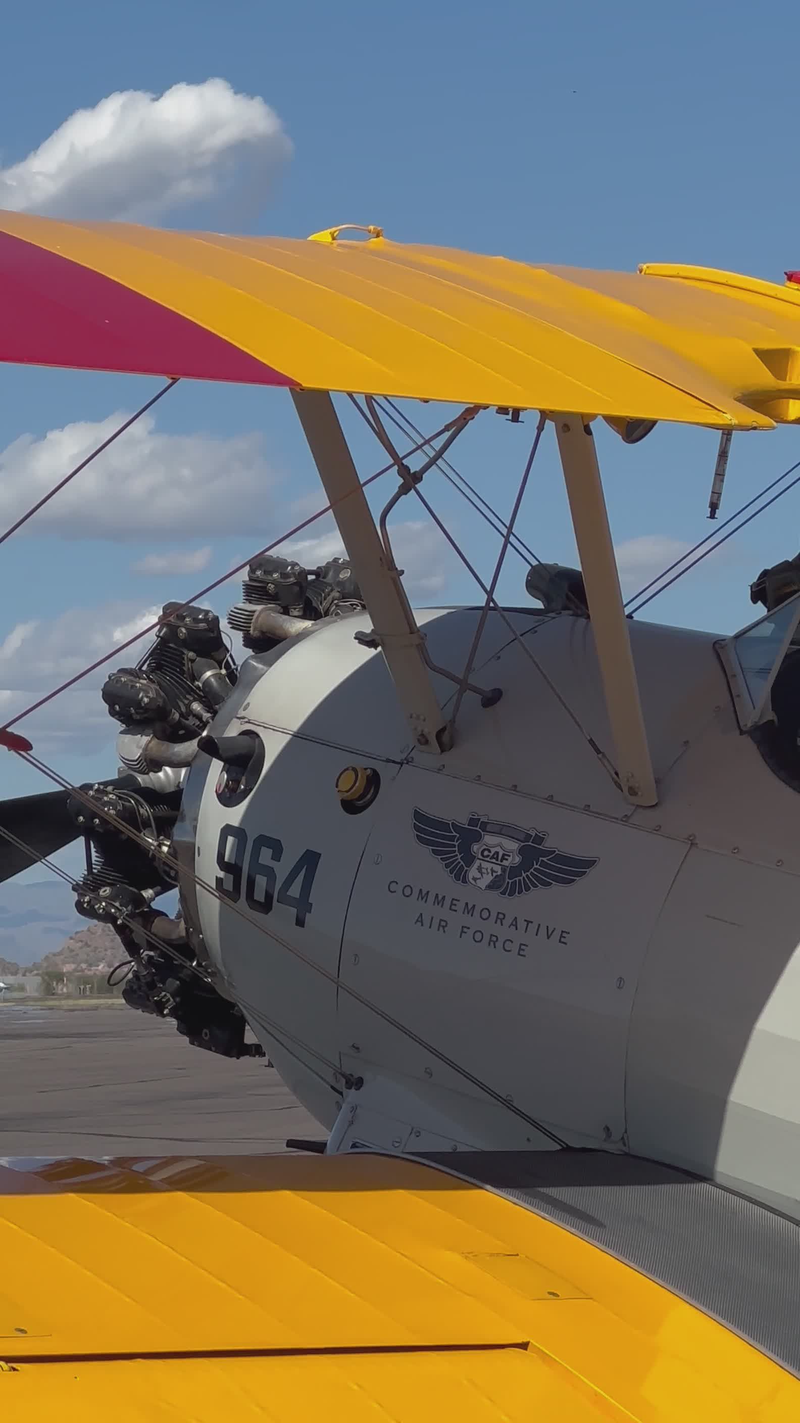 Vintage Biplane in Blue Skies at Airshow Free Stock Video Footage ...