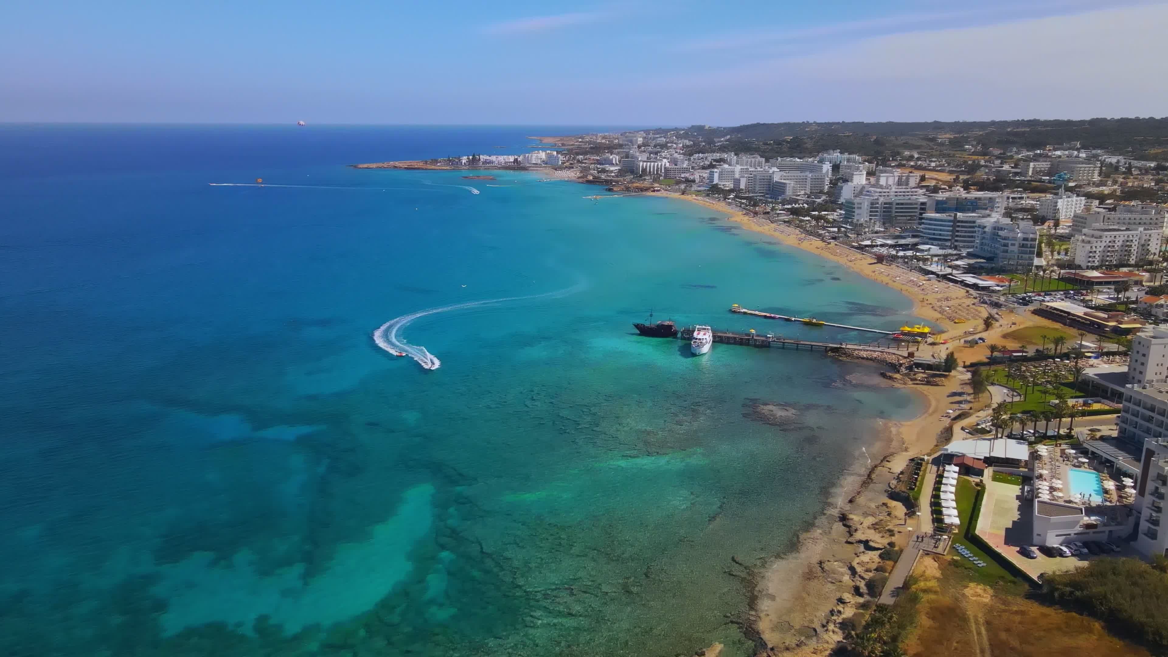 Scenic Aerial View of Protaras Coastline in Summer Free Stock Video ...