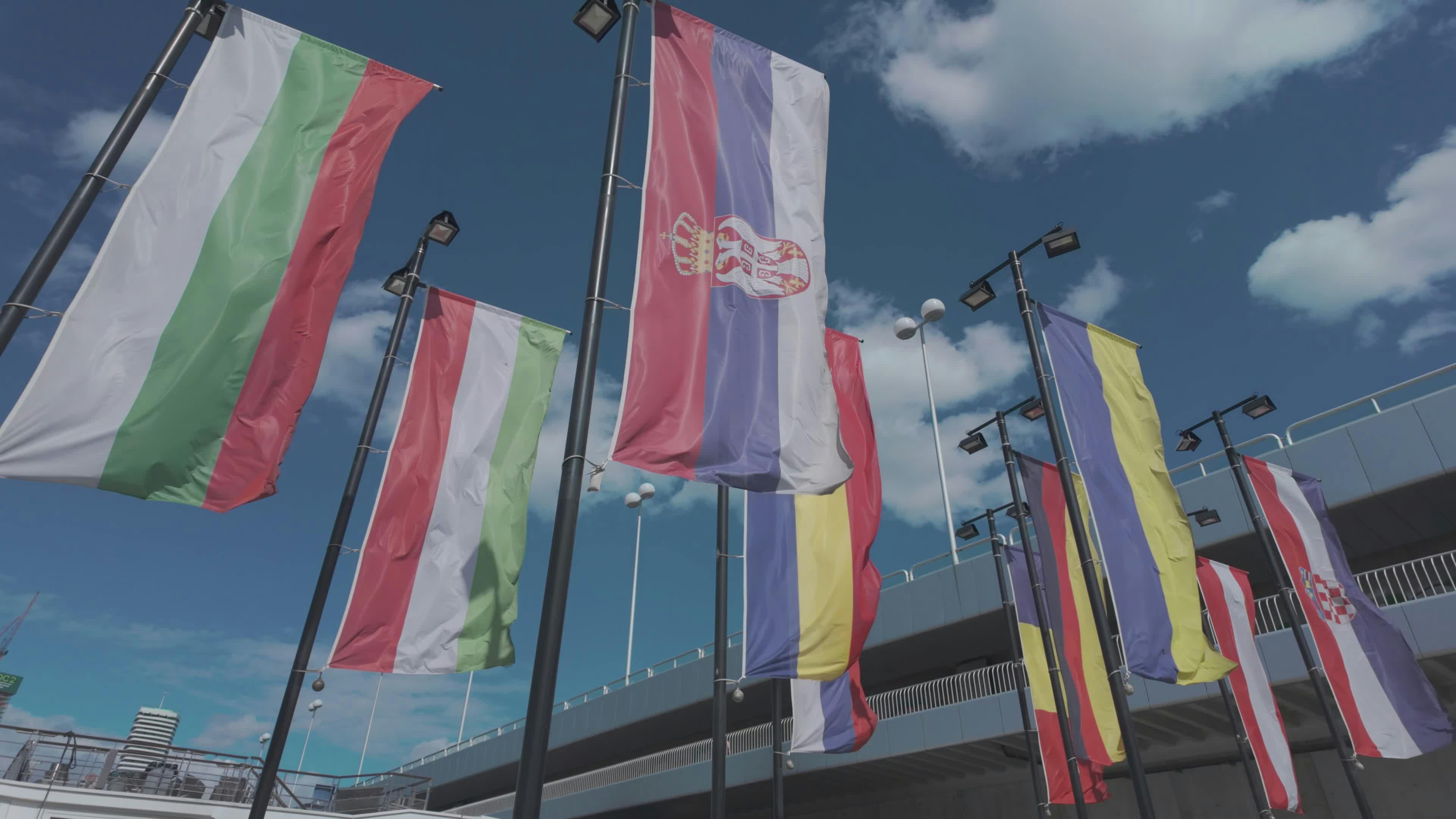 Colorful National Flags Waving in the Sky Free Stock Video Footage ...