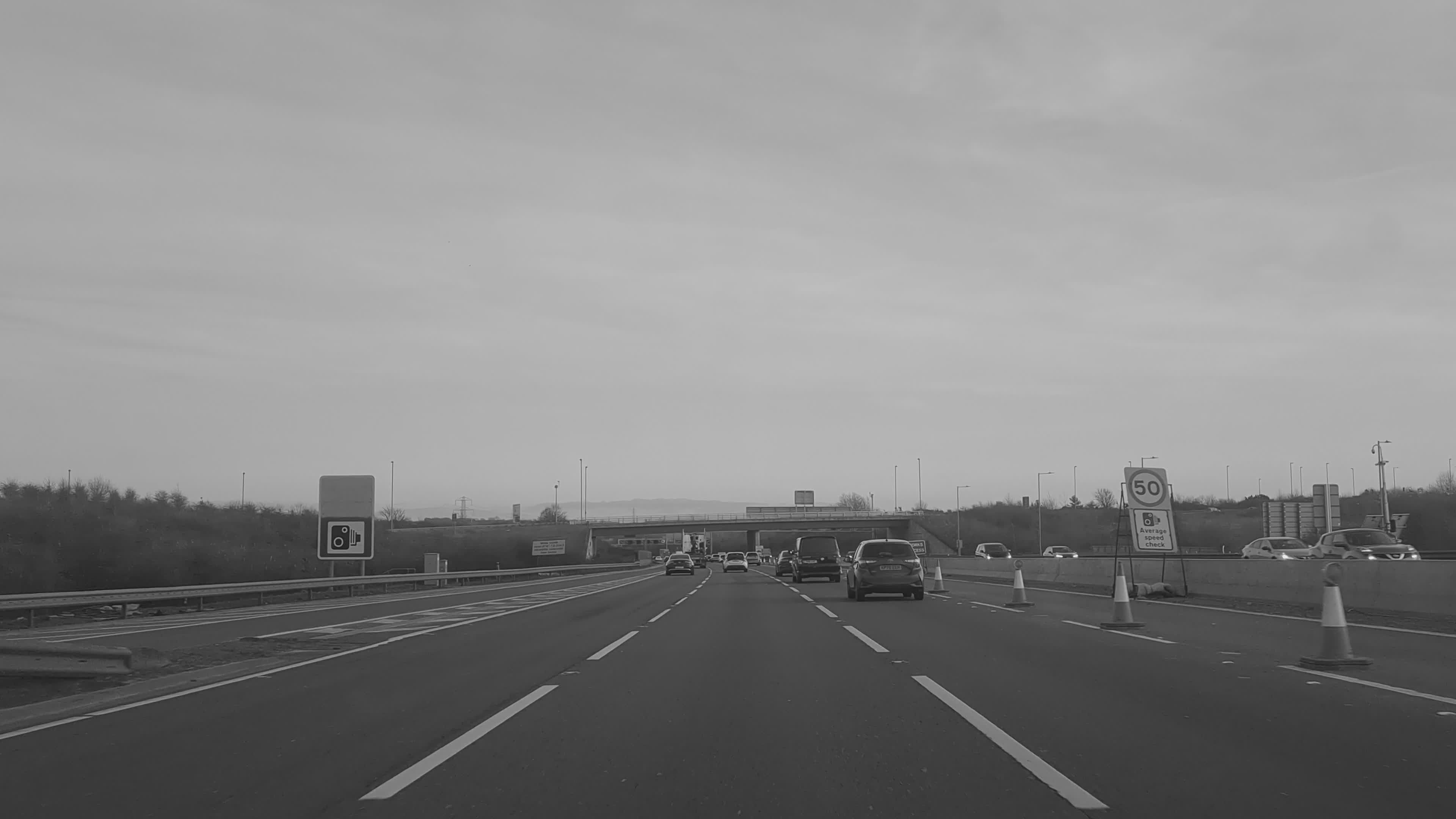 Monochrome Highway Drive on Busy Day Free Stock Video Footage, Royalty ...