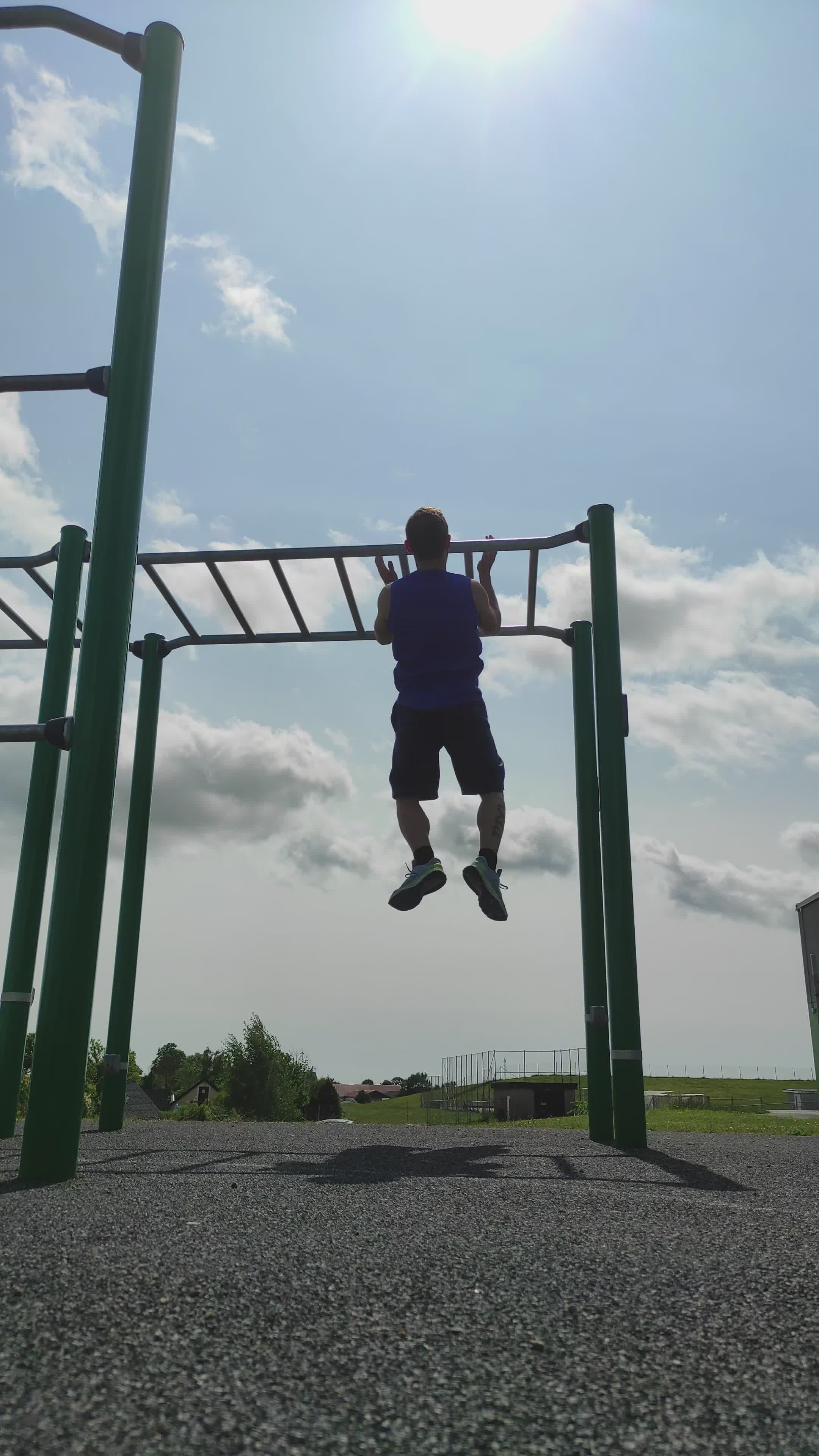 Outdoor Pull-Up Workout in Sunny Park Free Stock Video Footage, Royalty ...