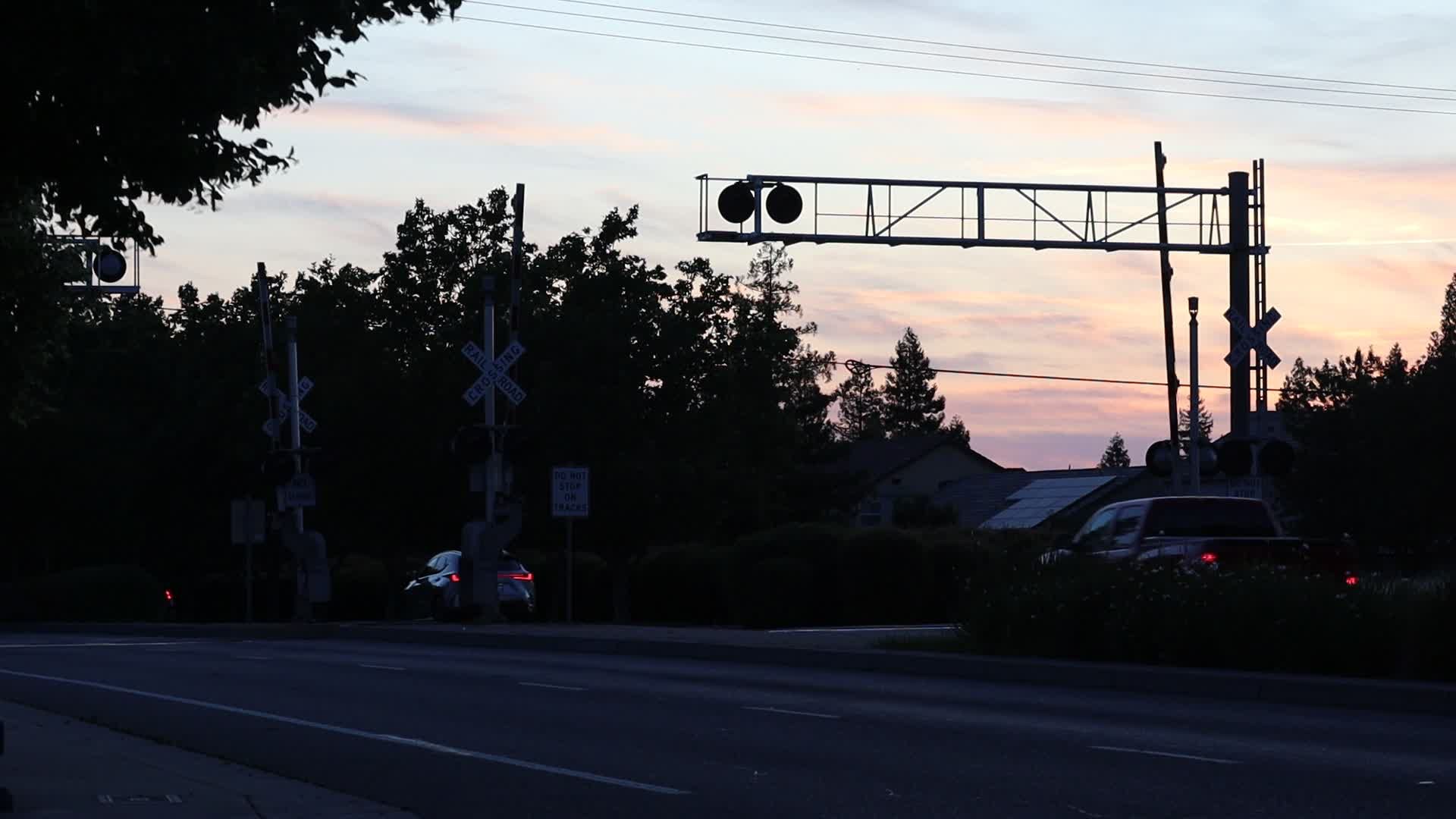 Nighttime Traffic at Railroad Crossing Free Stock Video Footage ...