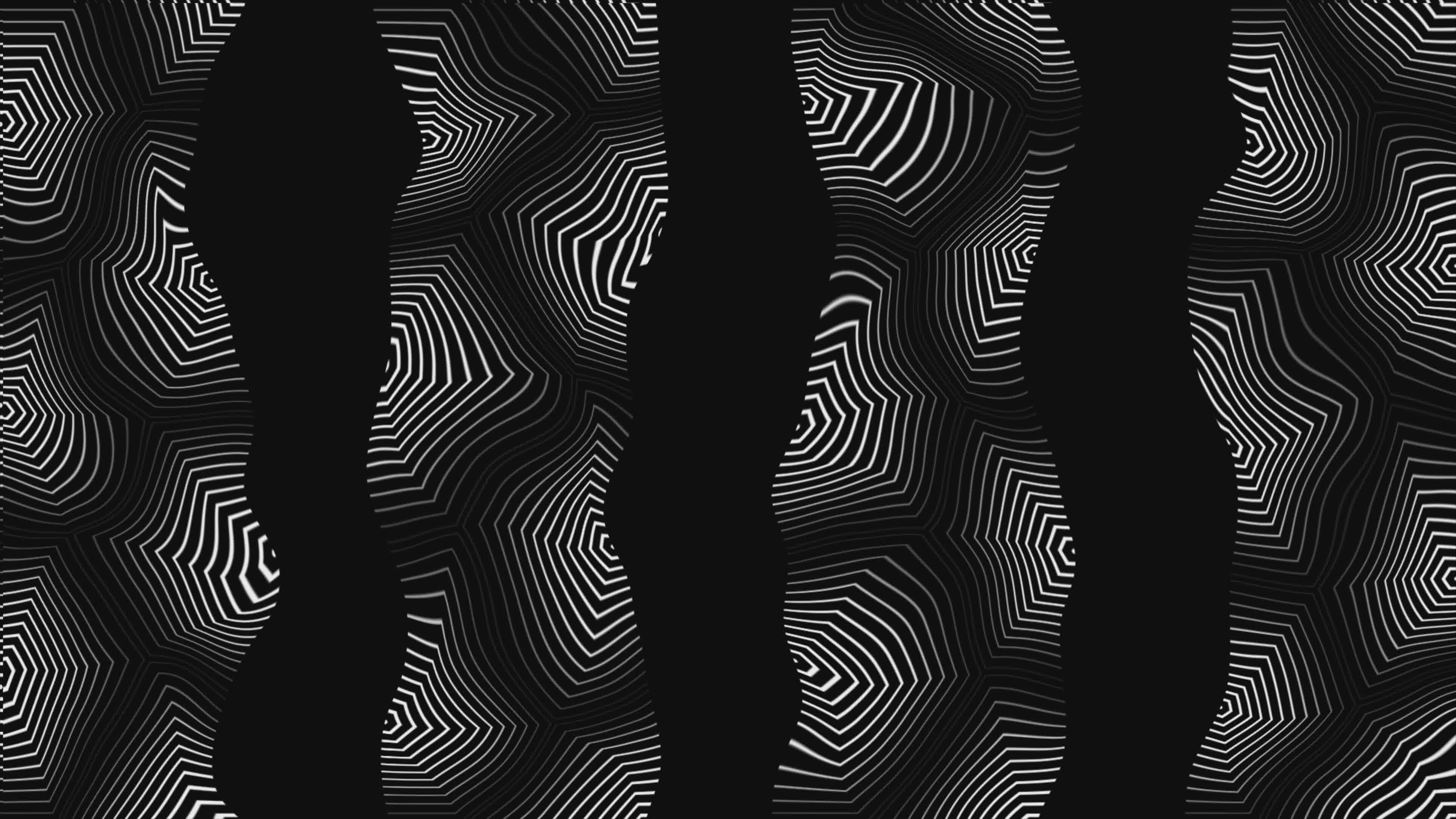 Animated Abstract white color horizontal wavy lines moving on black ...