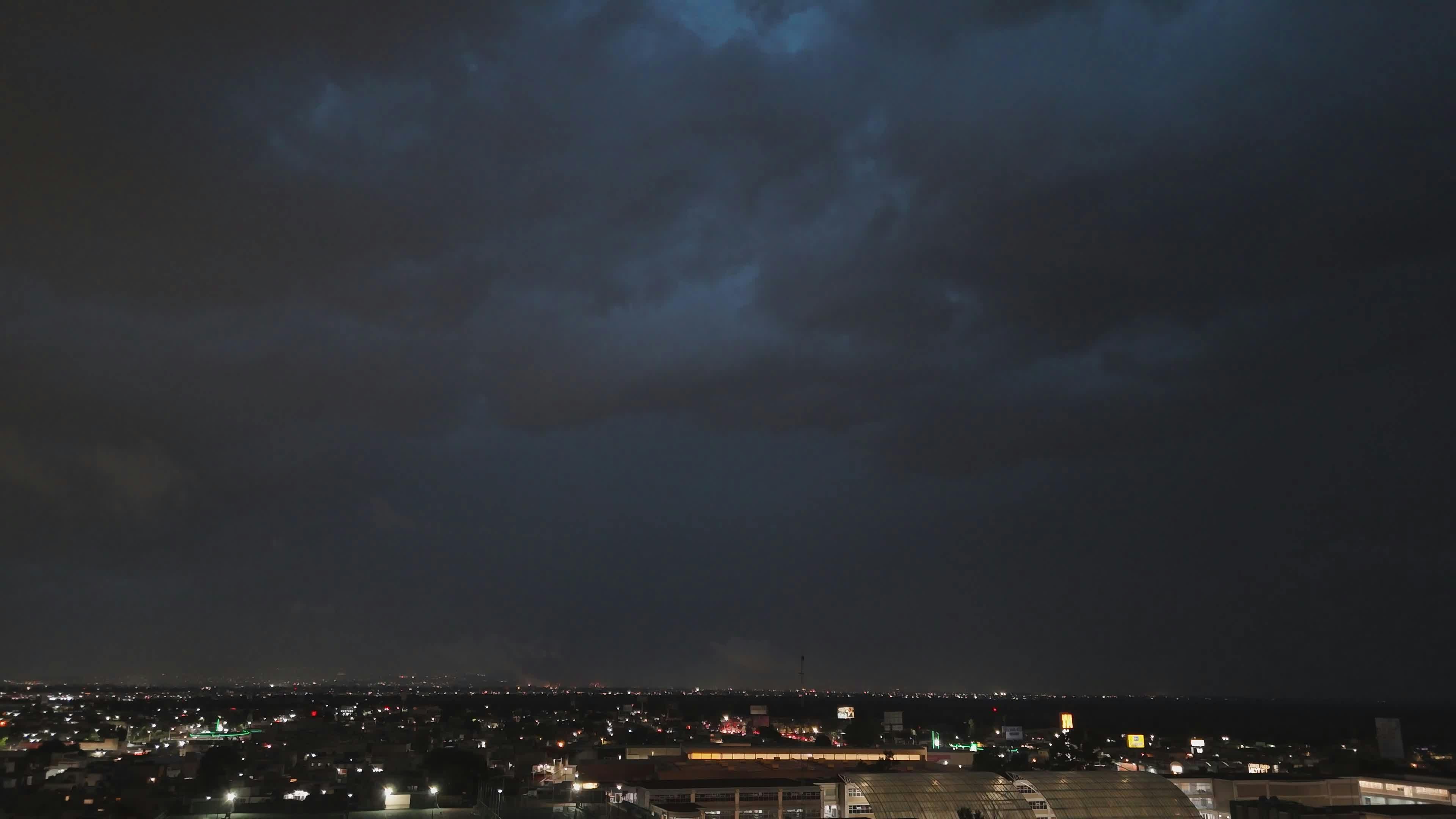 Dramatic Night Storm Over Cityscape Free Stock Video Footage, Royalty ...