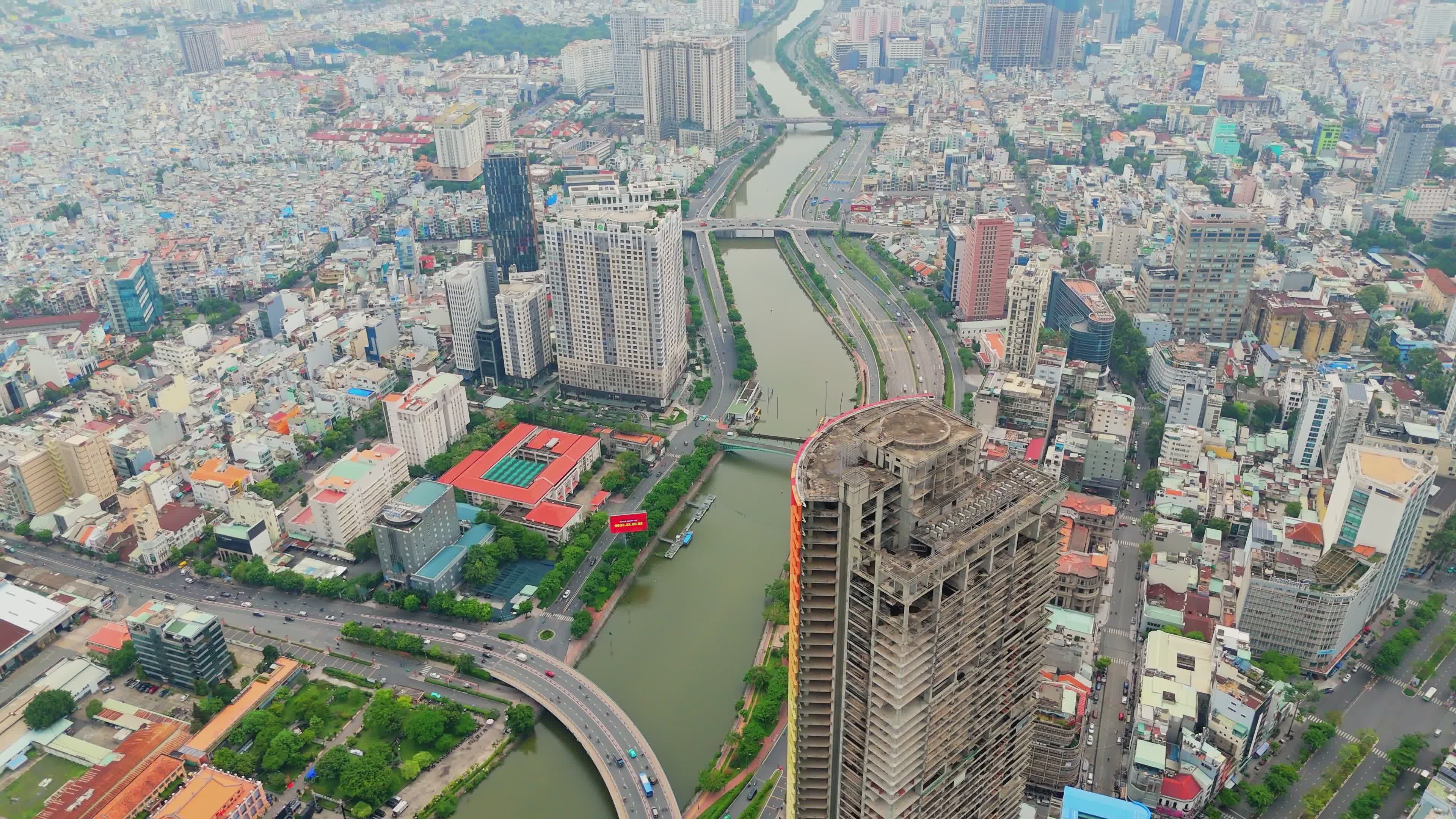 Aerial View of Ho Chi Minh City Skyline Free Stock Video Footage ...