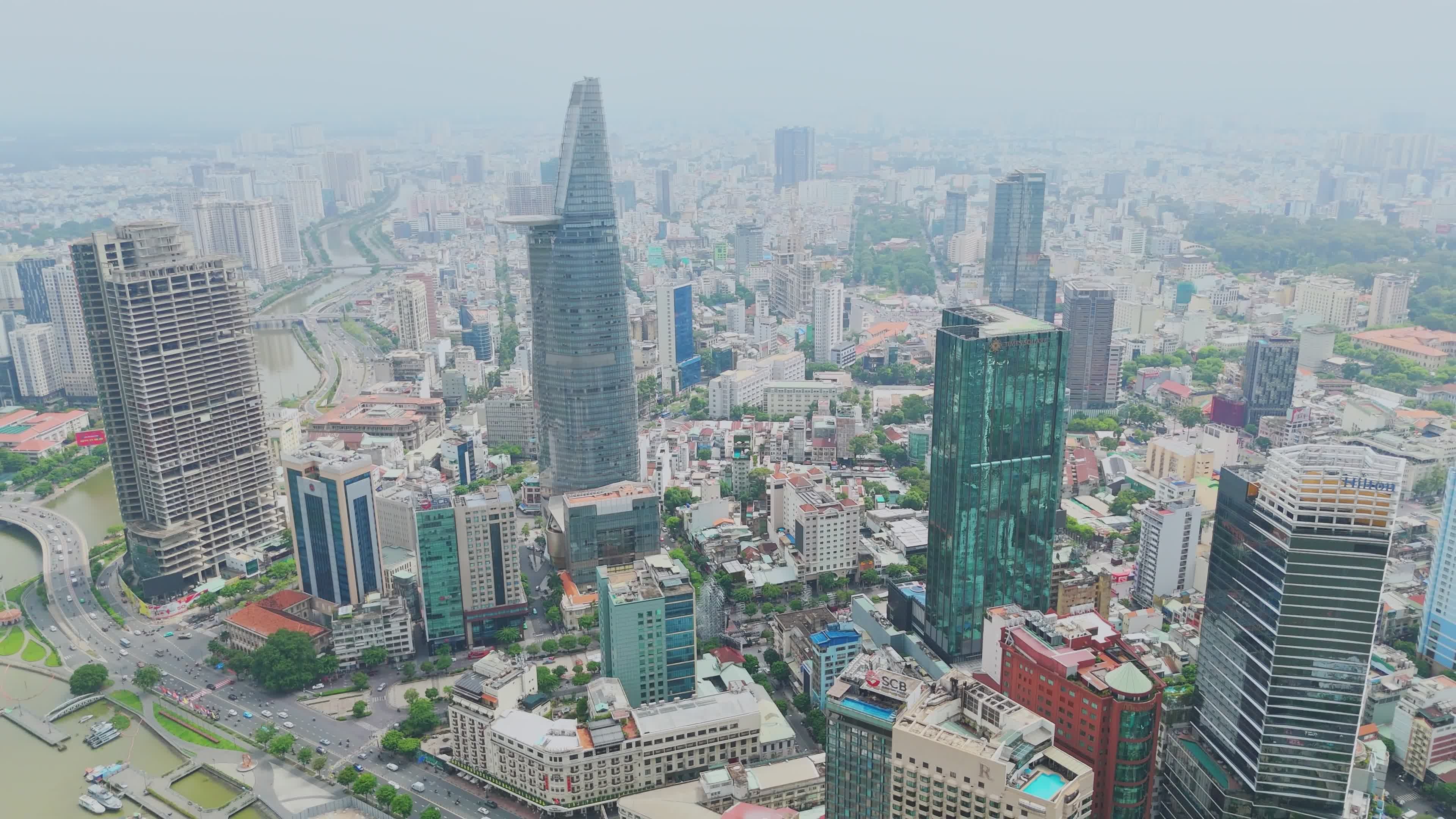 Aerial View of Ho Chi Minh City Skyline Free Stock Video Footage ...