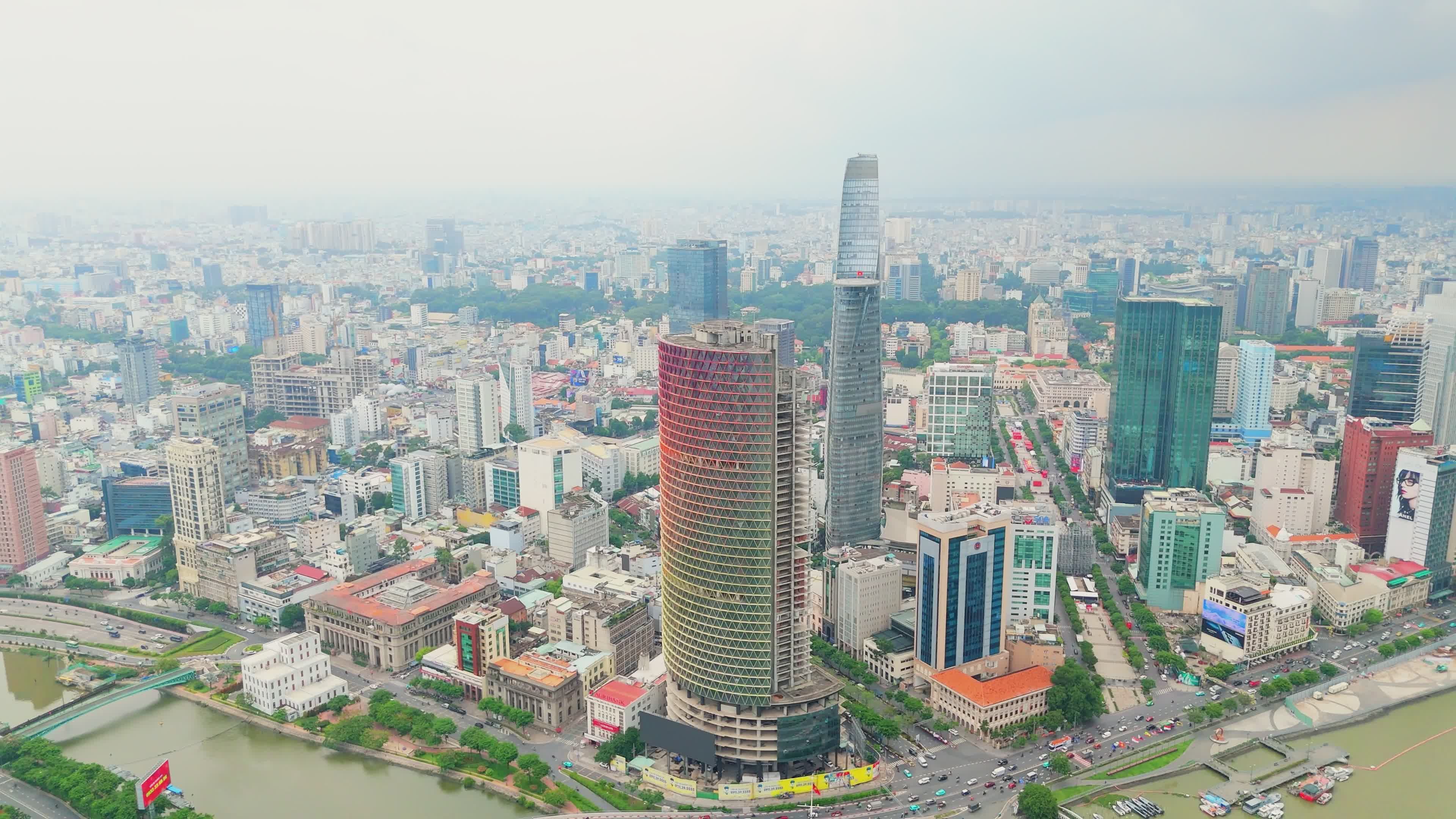 Aerial View of Ho Chi Minh City's Skyline Free Stock Video Footage ...