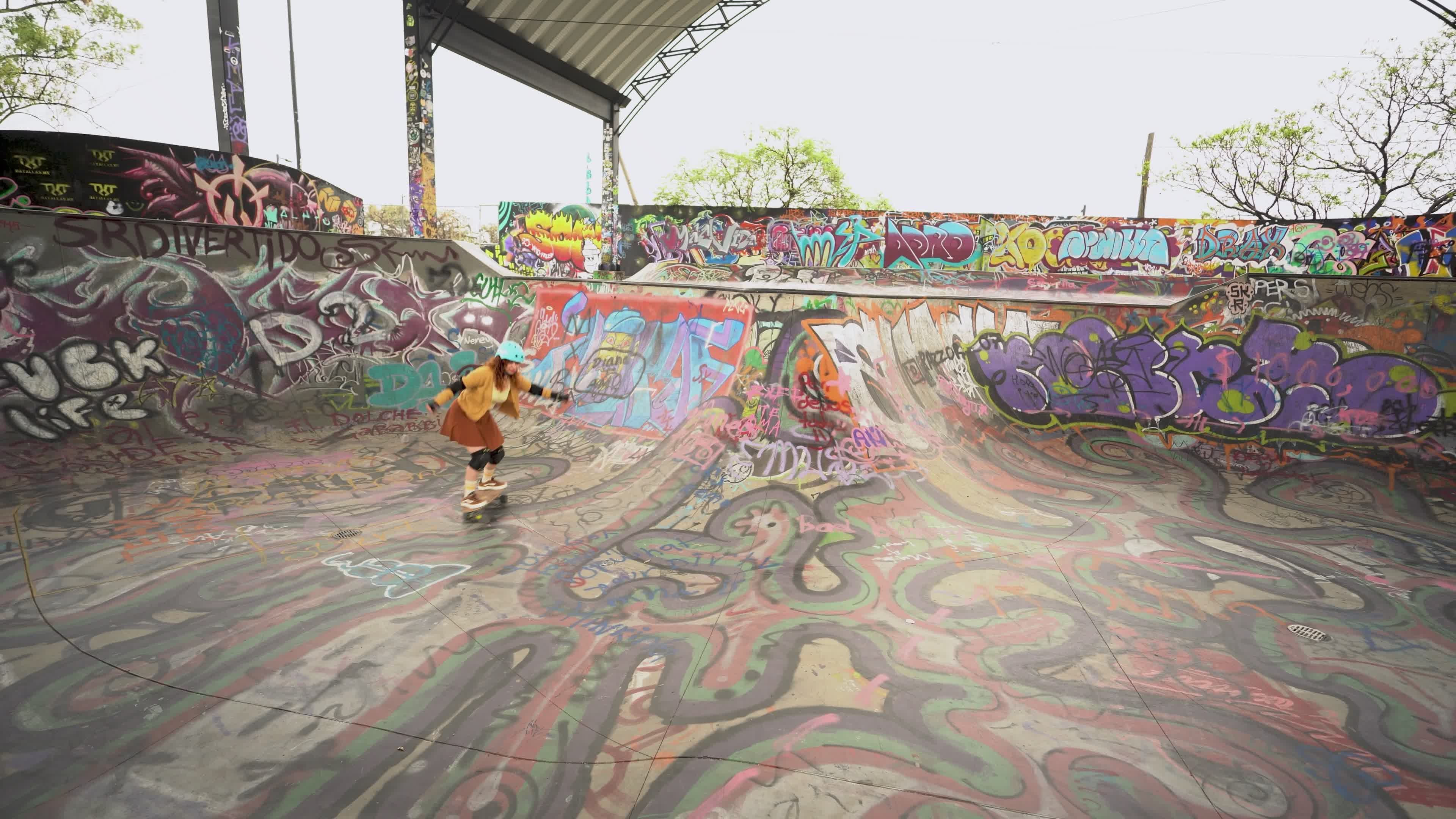 Skateboarder Performing Tricks in Colorful Skatepark Free Stock Video ...