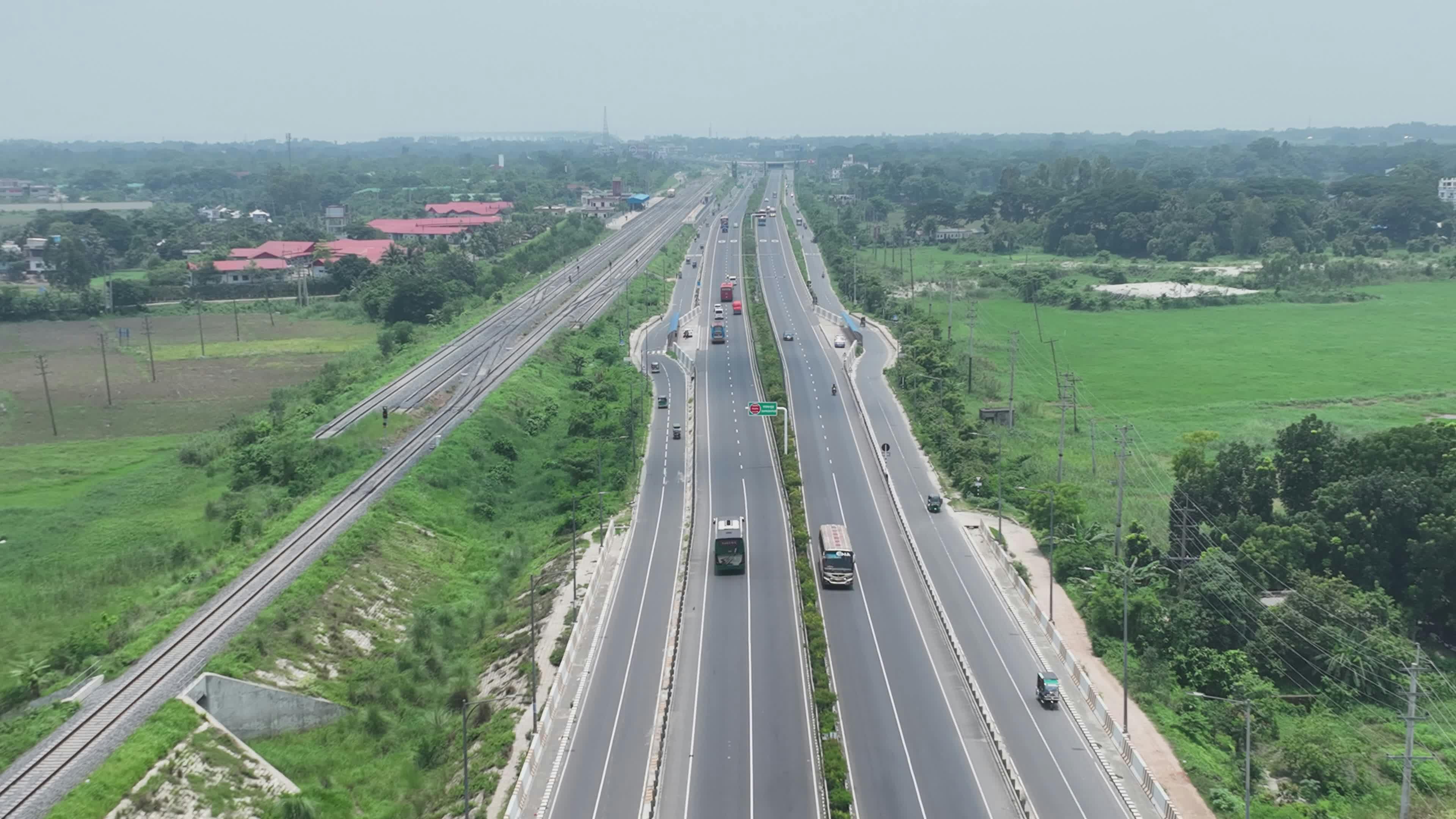 Aerial View of Dhaka-Mawa Expressway Traffic Free Stock Video Footage ...