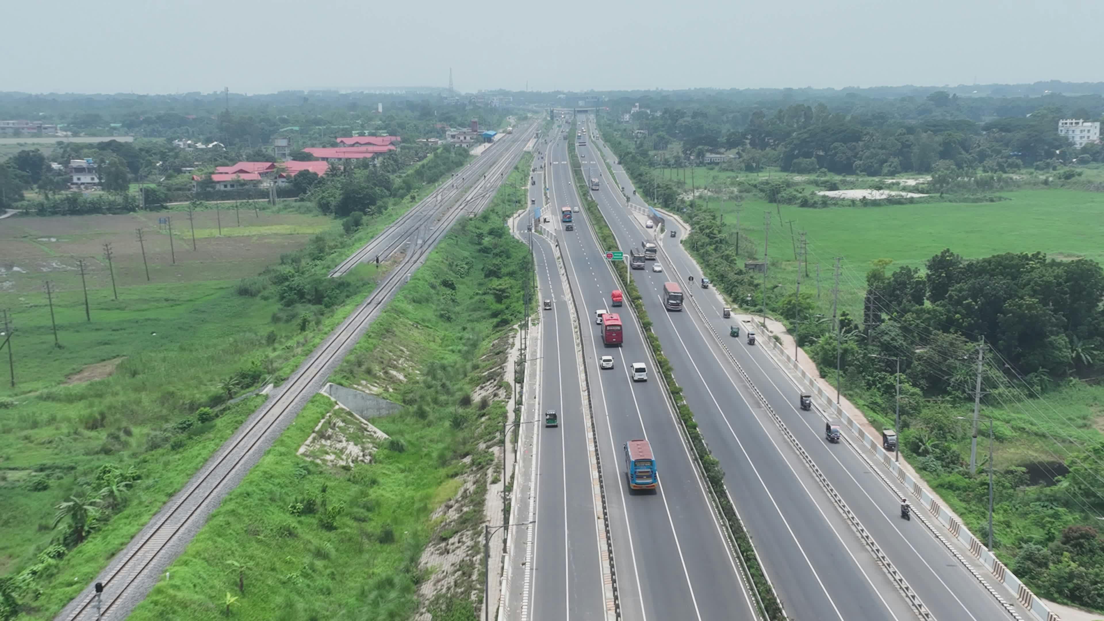 Aerial View of Dhaka-Mawa Expressway Traffic Free Stock Video Footage ...
