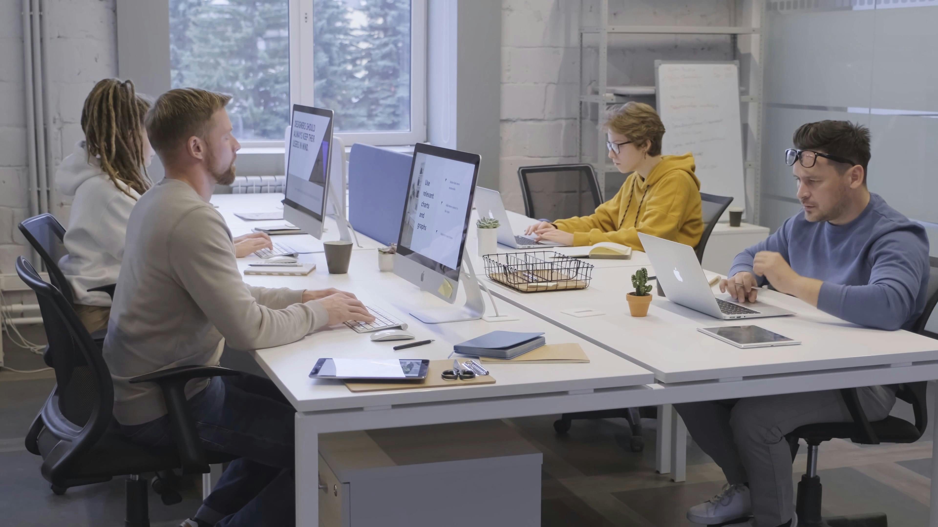 A Group Of People Busy Working With Their Computers Free Stock Video ...