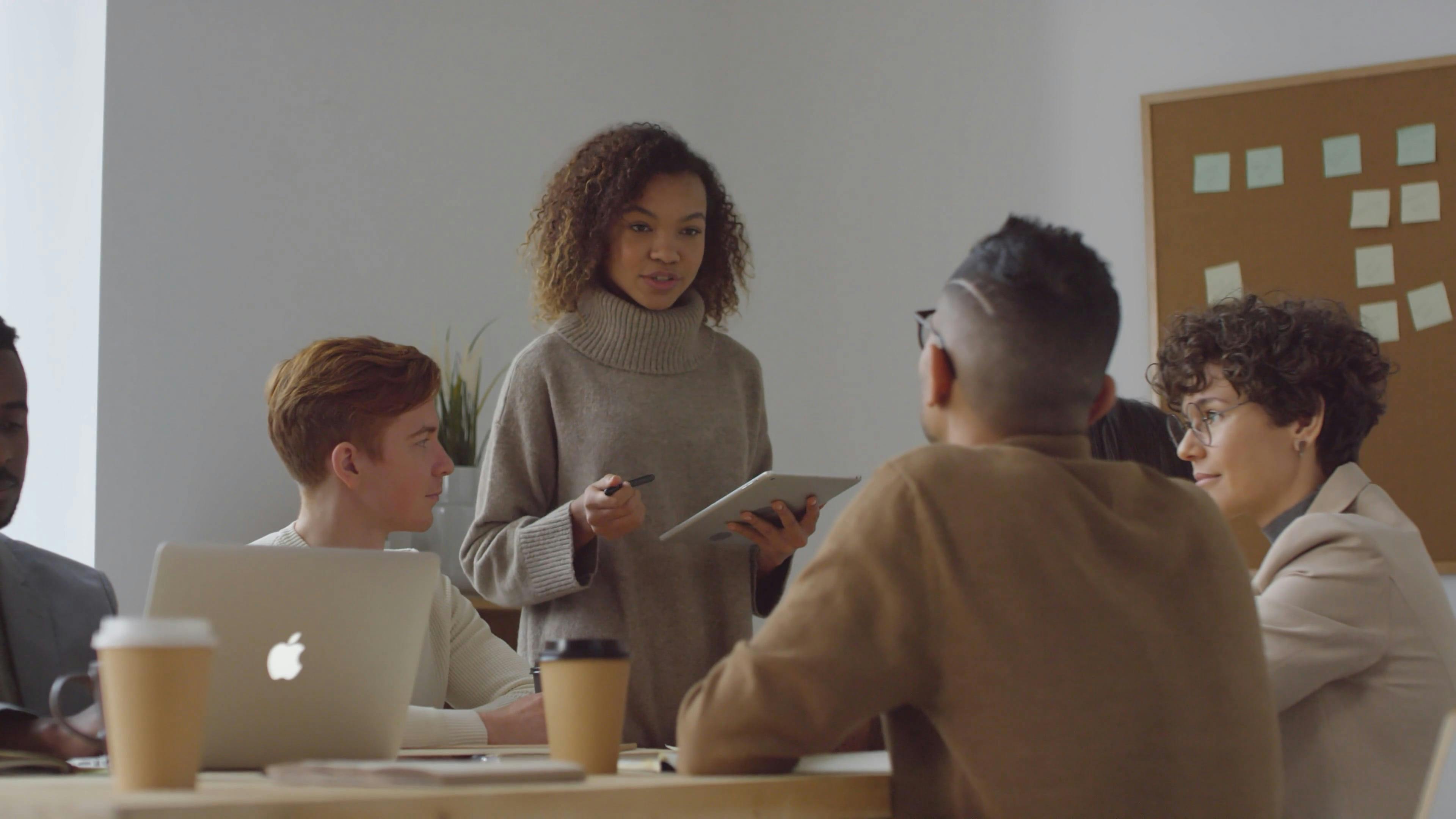 Woman Explain Something At Work And Gets Approved Free Stock Video ...