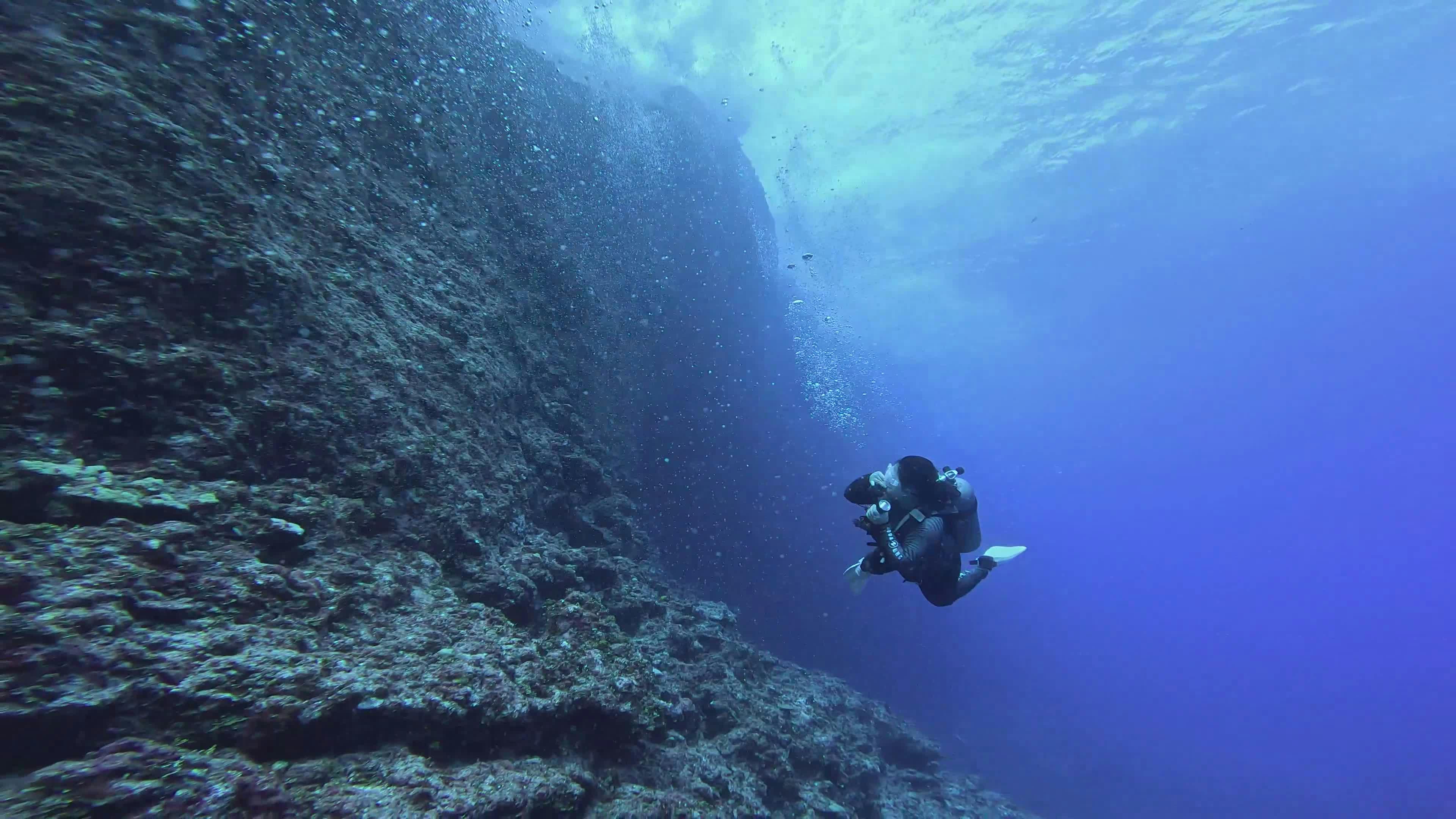 Underwater Adventure through Deep Sea Cavern Free Stock Video Footage ...