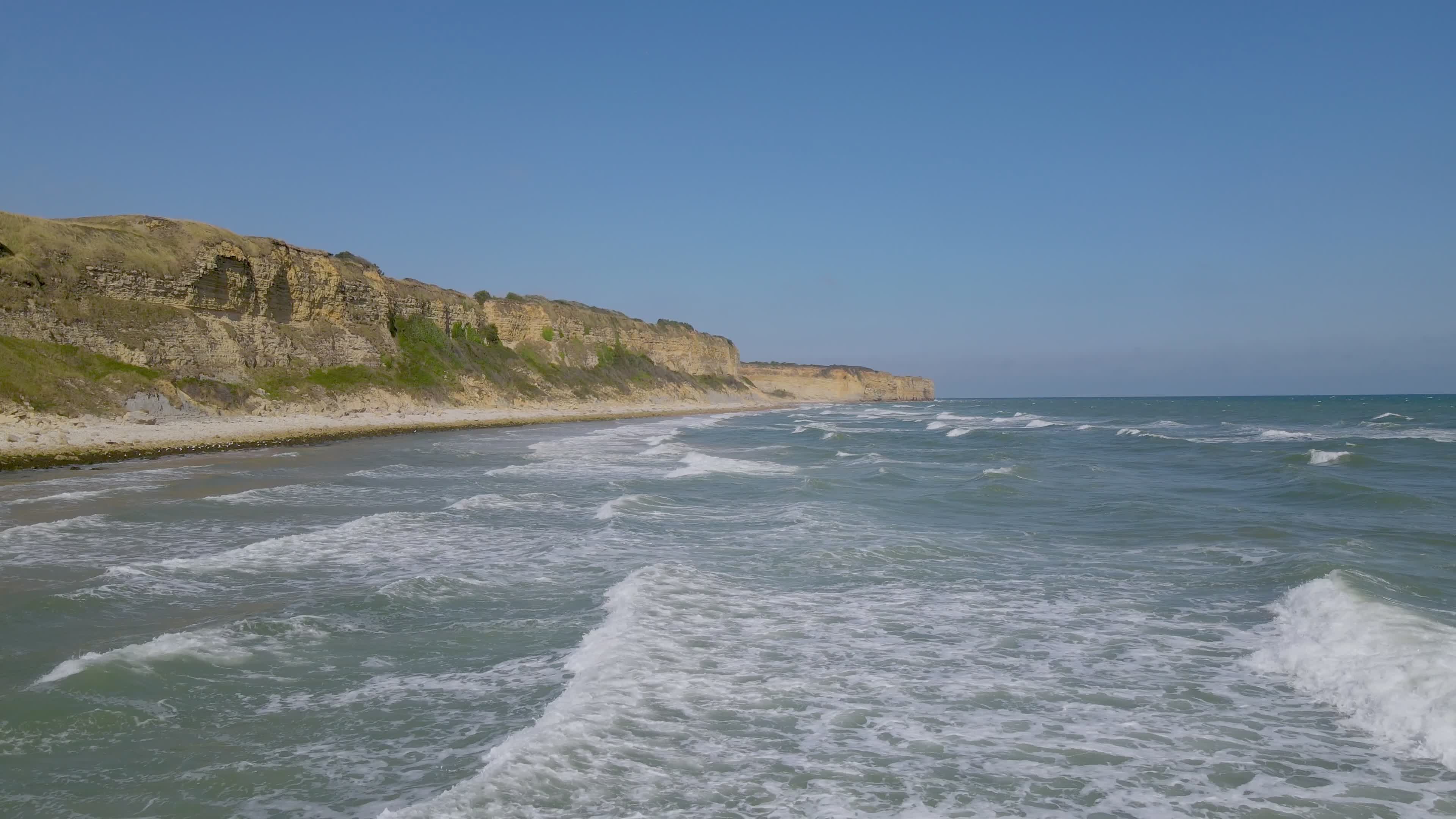 Stunning Aerial View of Normandy Beach Cliffs Free Stock Video Footage ...
