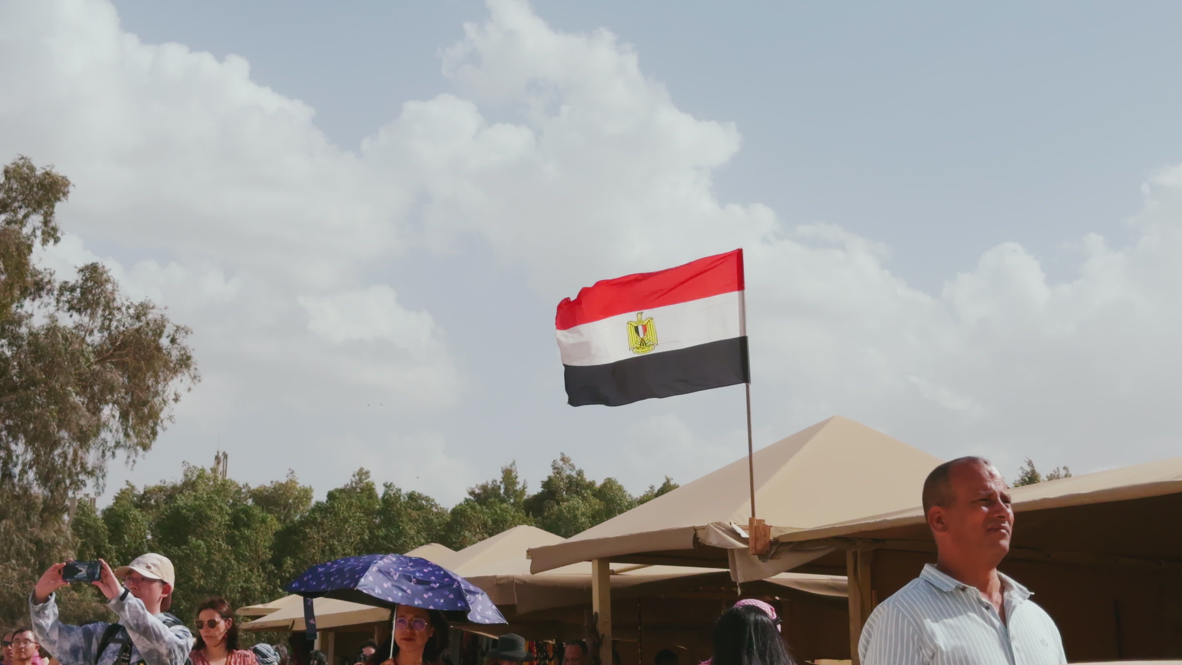 Crowd with Egyptian Flag at Outdoor Gathering Free Stock Video Footage ...