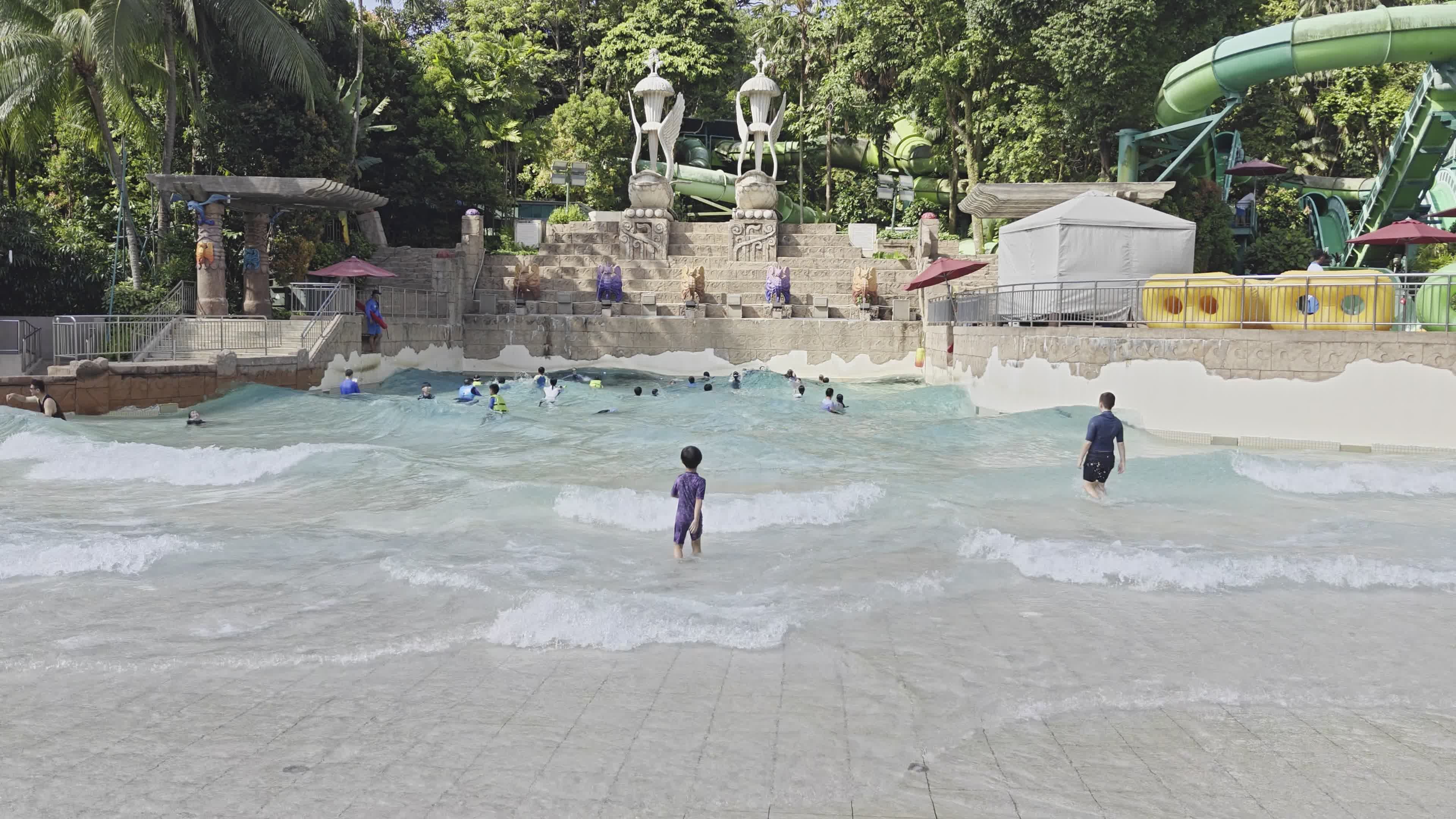 Fun Day at Outdoor Wave Pool Water Park Free Stock Video Footage ...