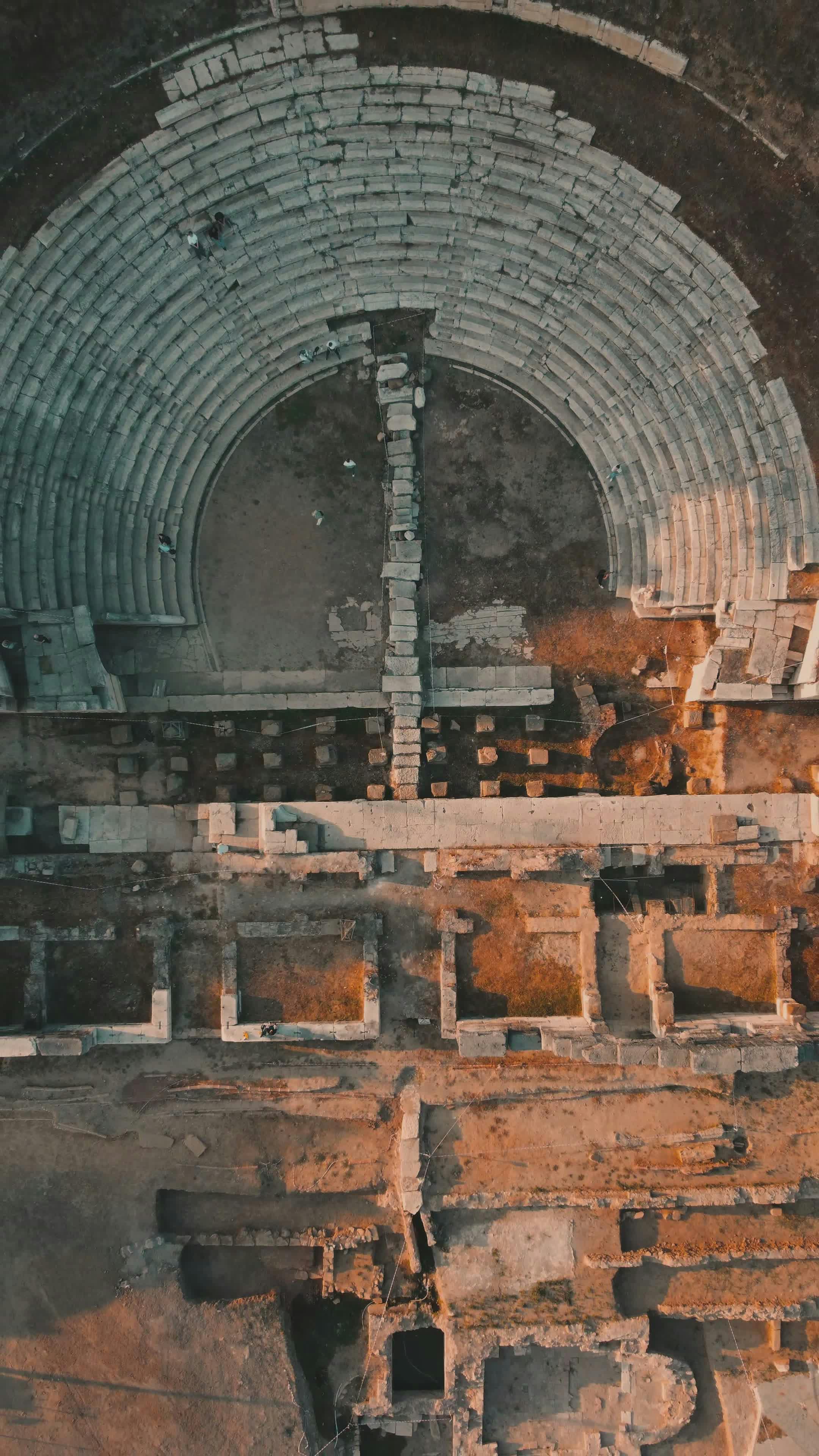 Historic Aerial View of Ancient Roman Amphitheater Free Stock Video ...