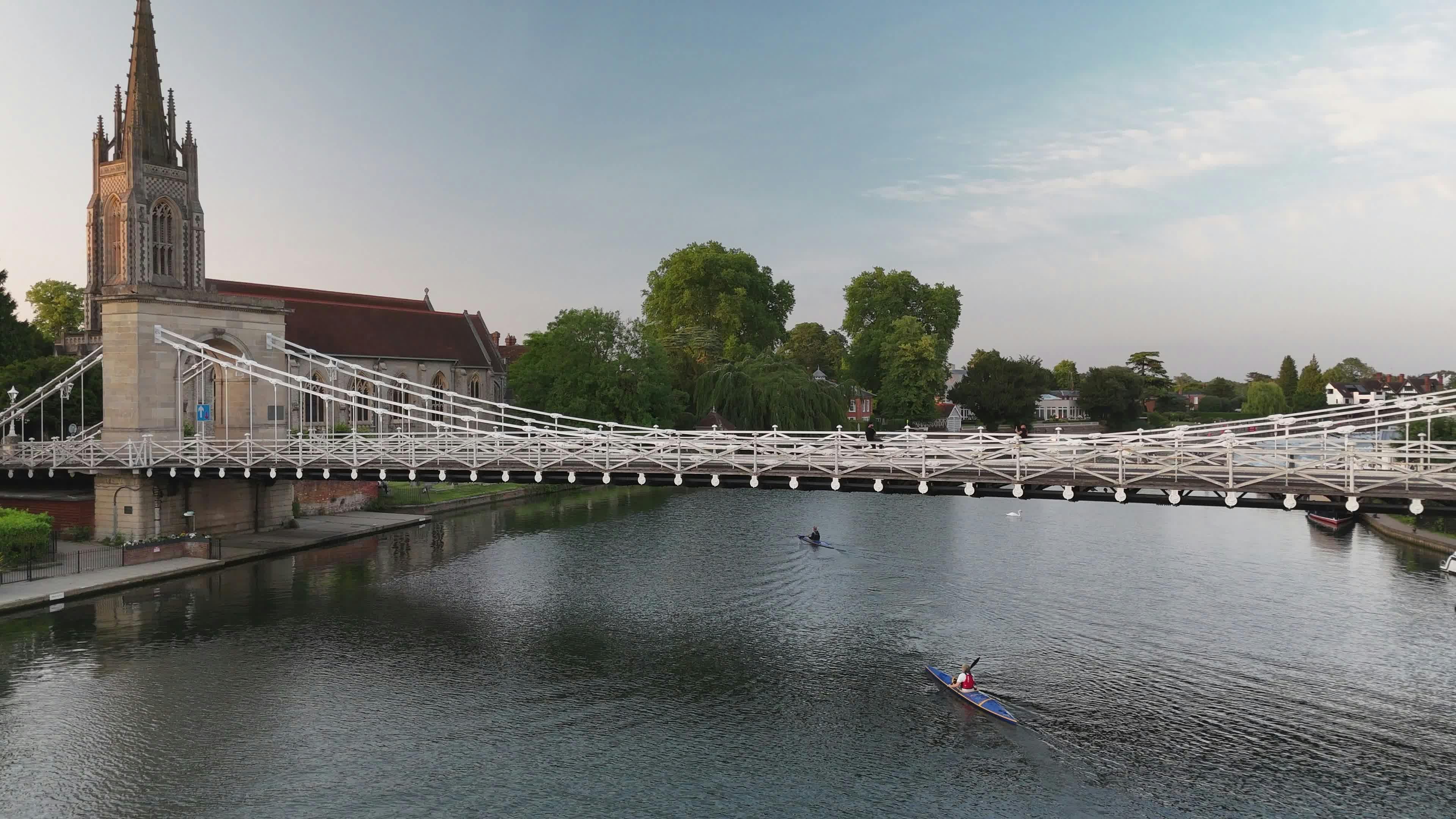 Scenic Drone View of Marlow Bridge and Thames Free Stock Video Footage ...