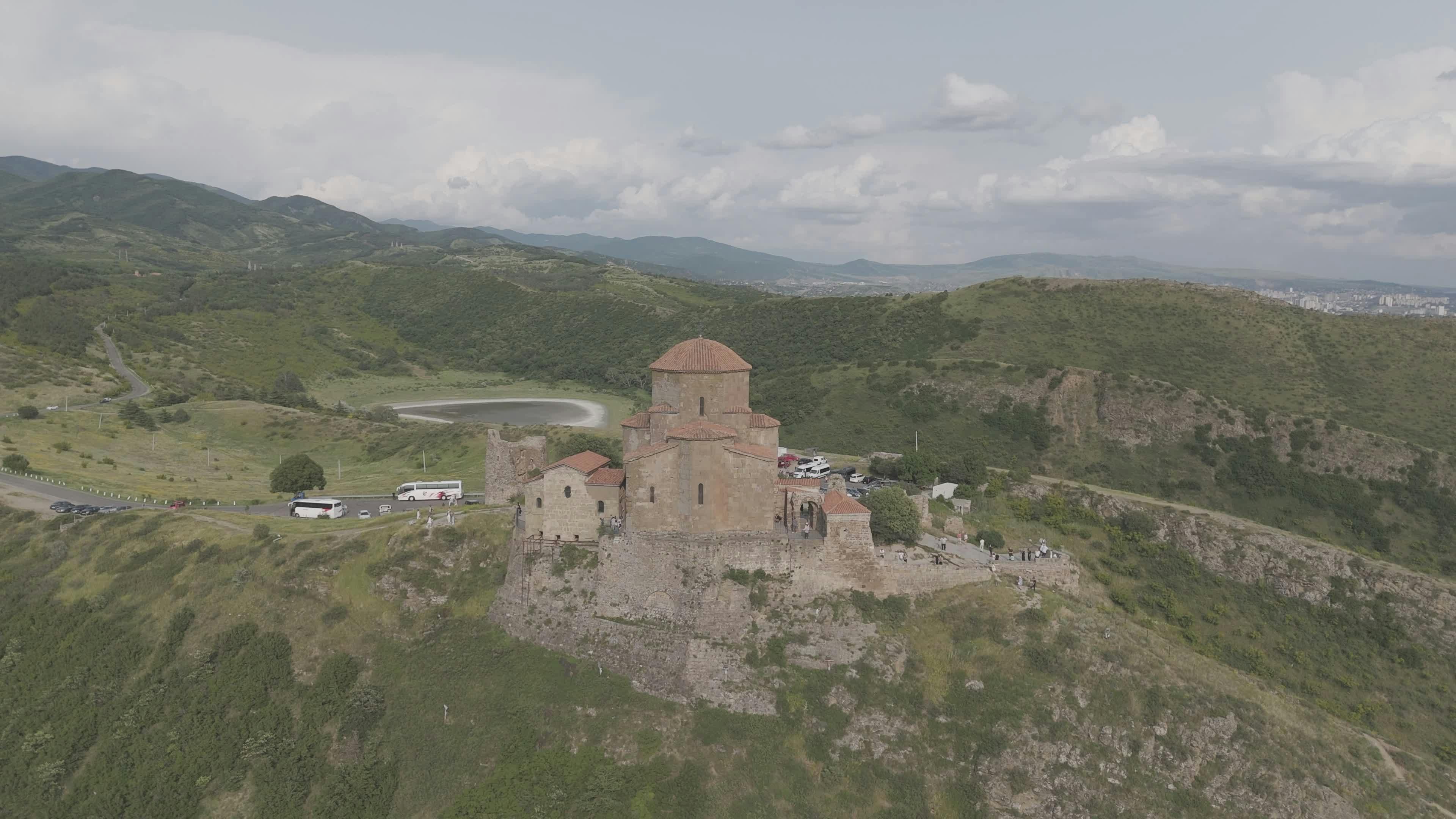 Aerial View of Jvari Monastery in Georgia Free Stock Video Footage ...