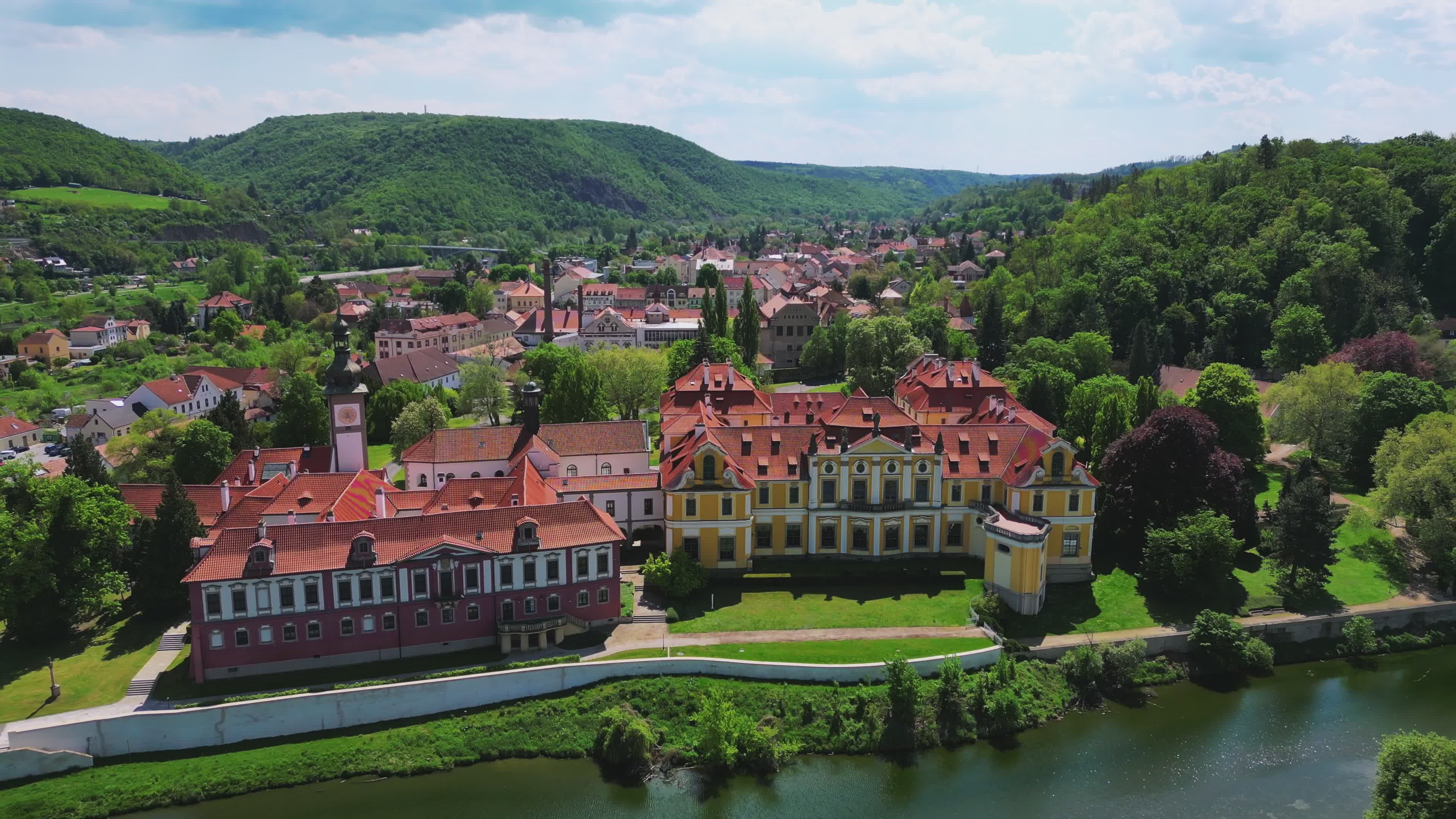Aerial View of European Castle and Townscape Free Stock Video Footage ...