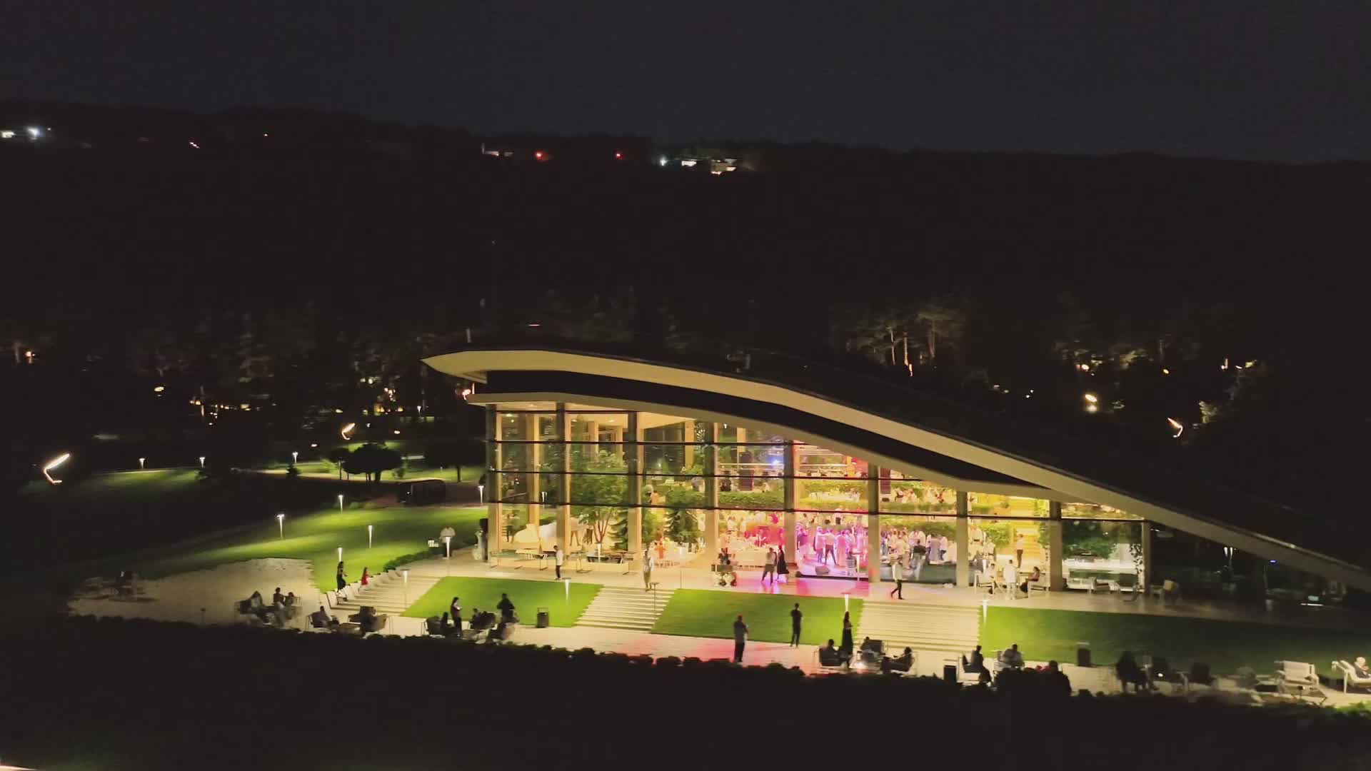 Elegant Night Event at Modern Glass Venue Free Stock Video Footage ...