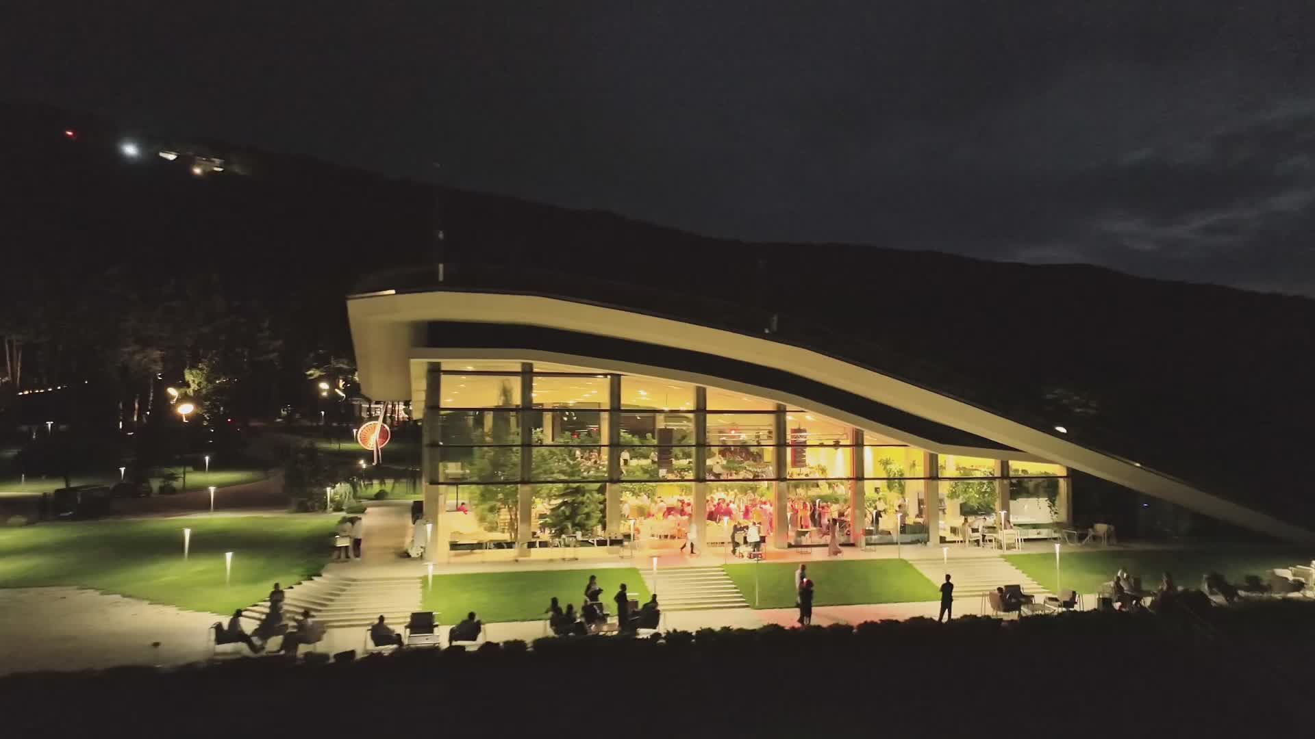 Modern Event Hall Lit at Night from Above Free Stock Video Footage ...
