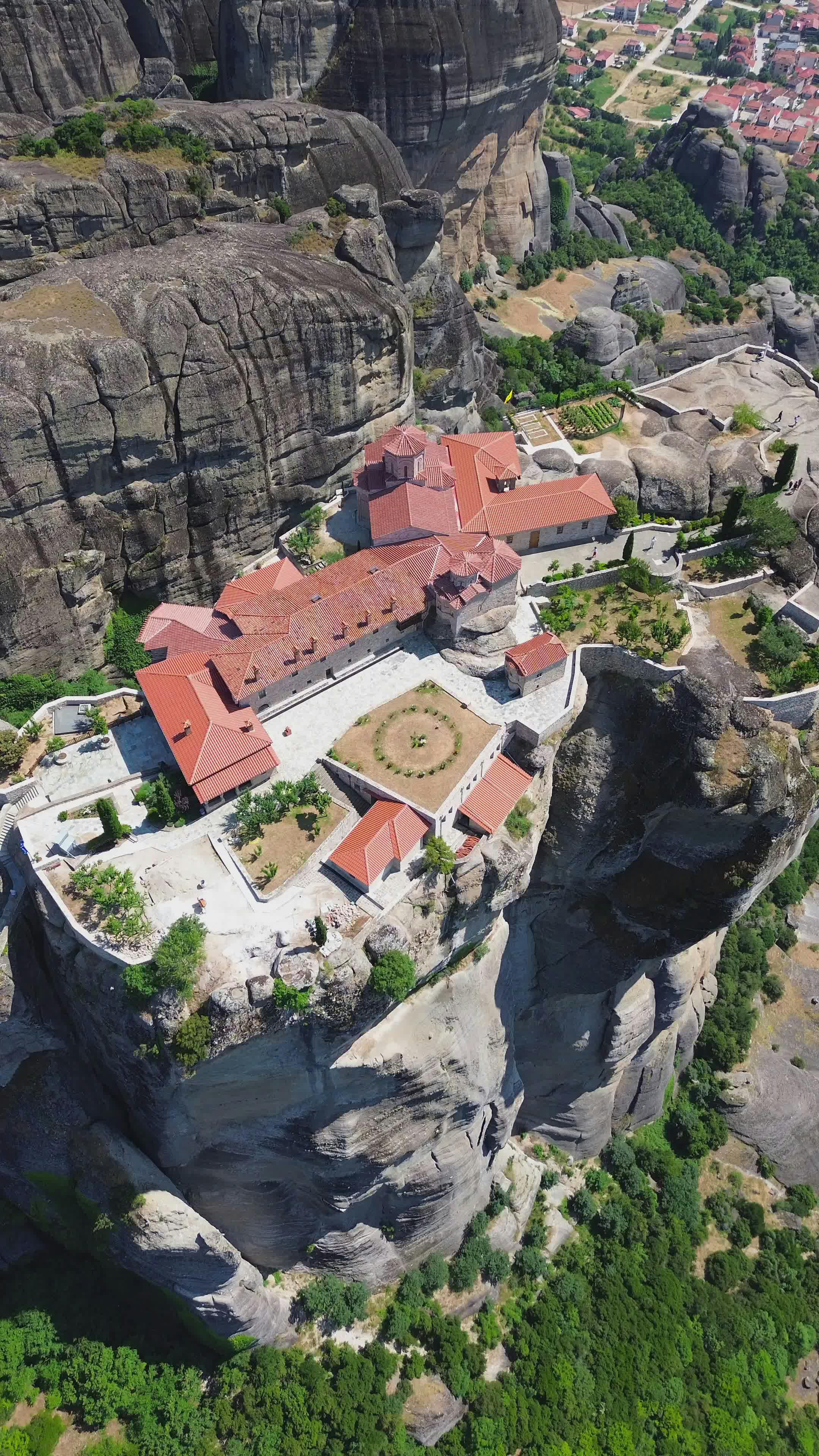 Aerial View of Meteora Cliff-Top Monastery Free Stock Video Footage ...
