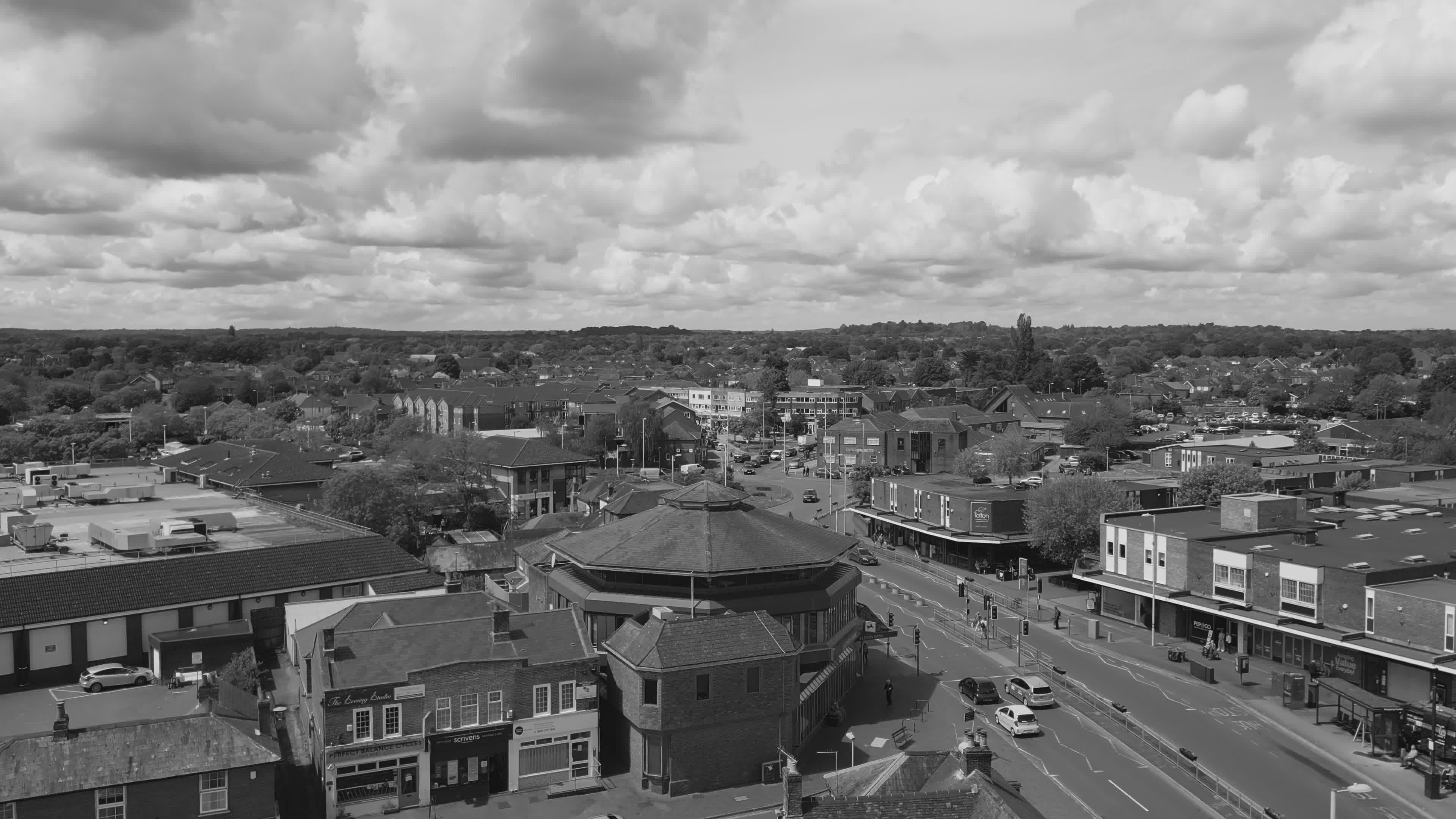 Aerial View of Urban Townscape in Black and White Free Stock Video ...