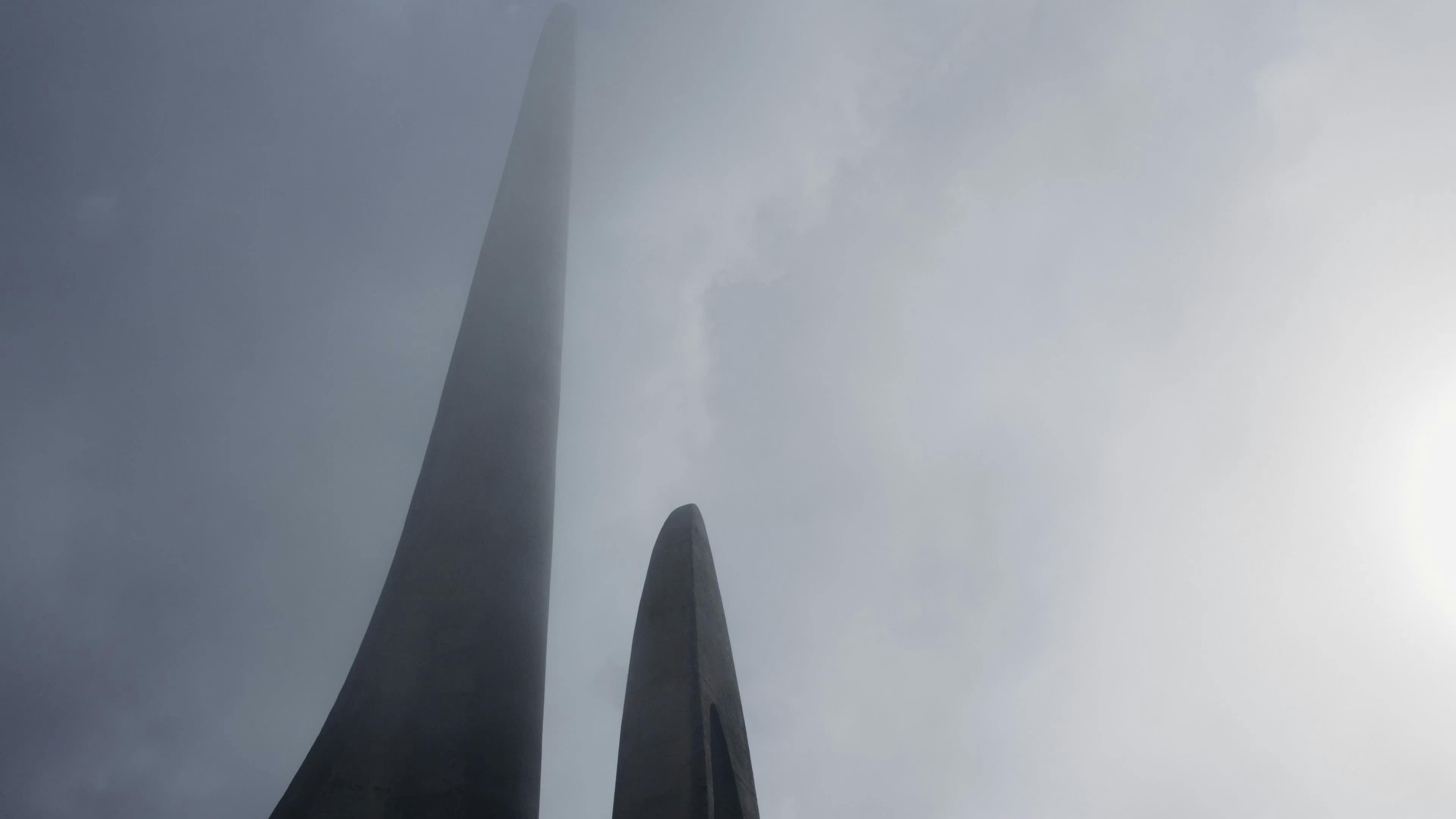 Dramatic View of Abstract Monument Spires Free Stock Video Footage ...