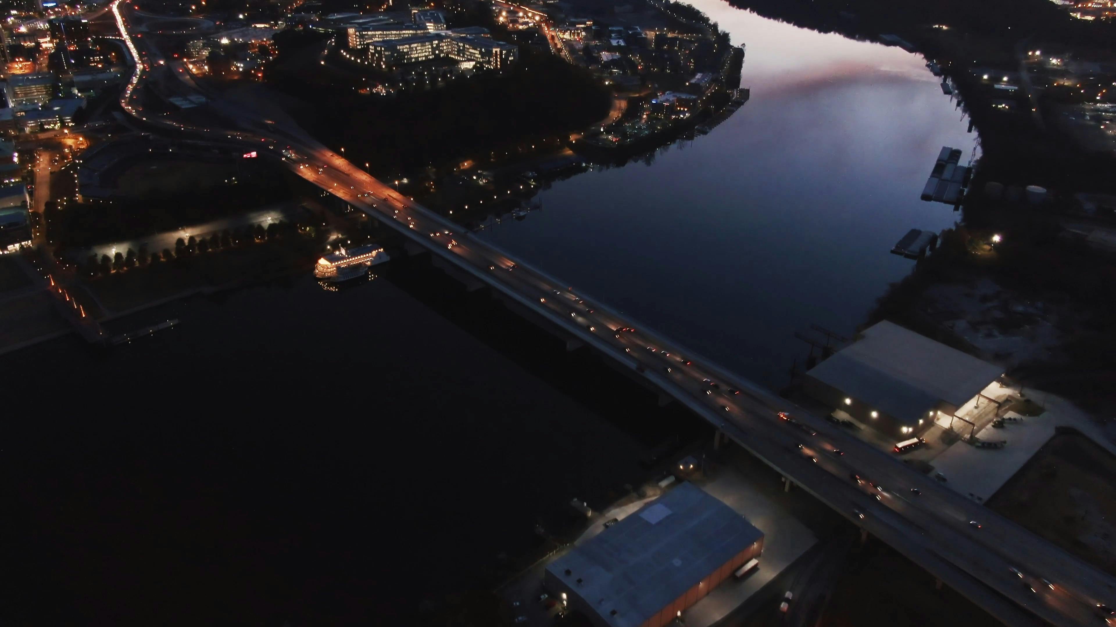 Drone Footage Of A City At Dusk · Free Stock Video