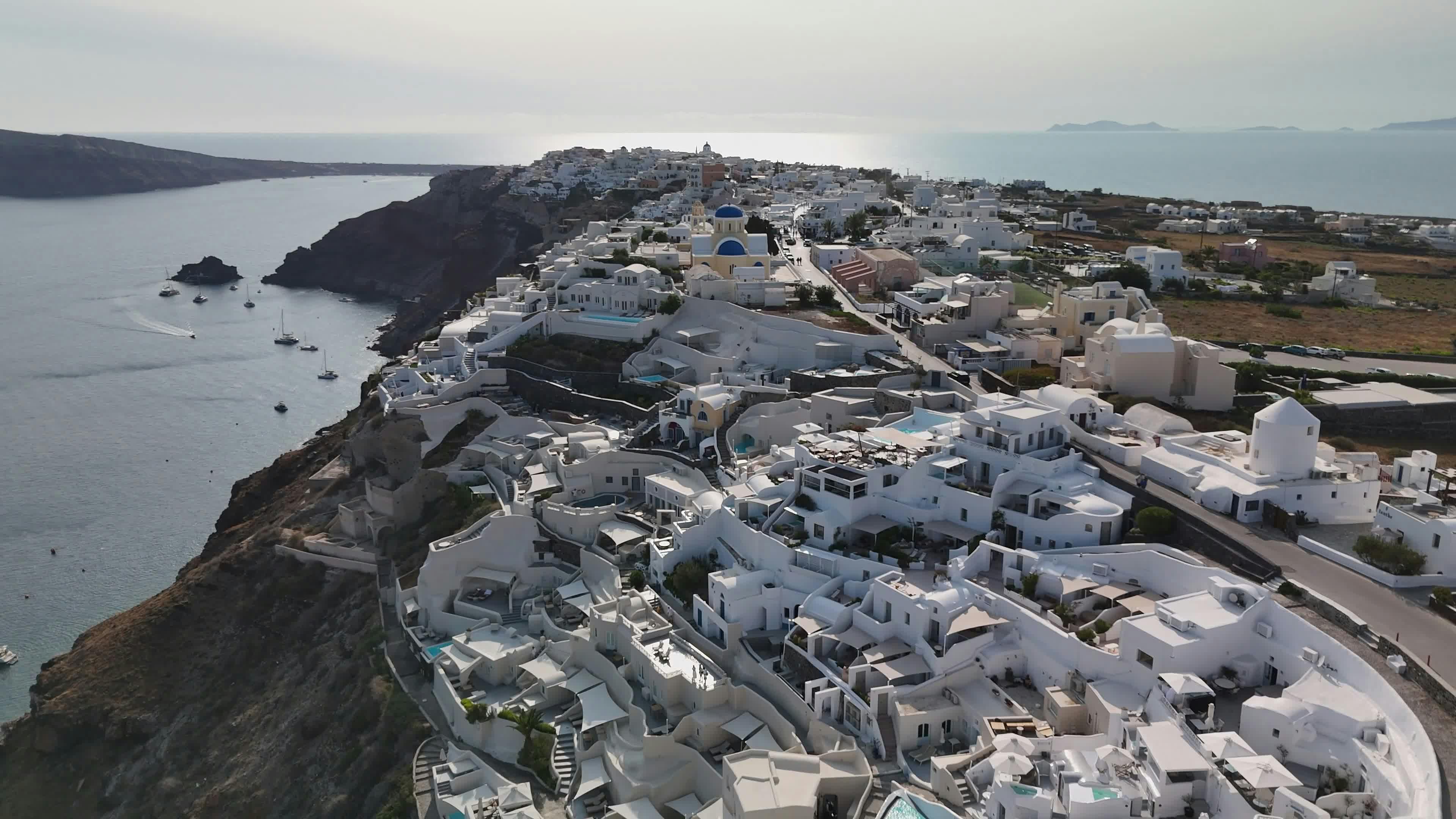 Stunning Aerial View of Oia, Santorini Free Stock Video Footage ...