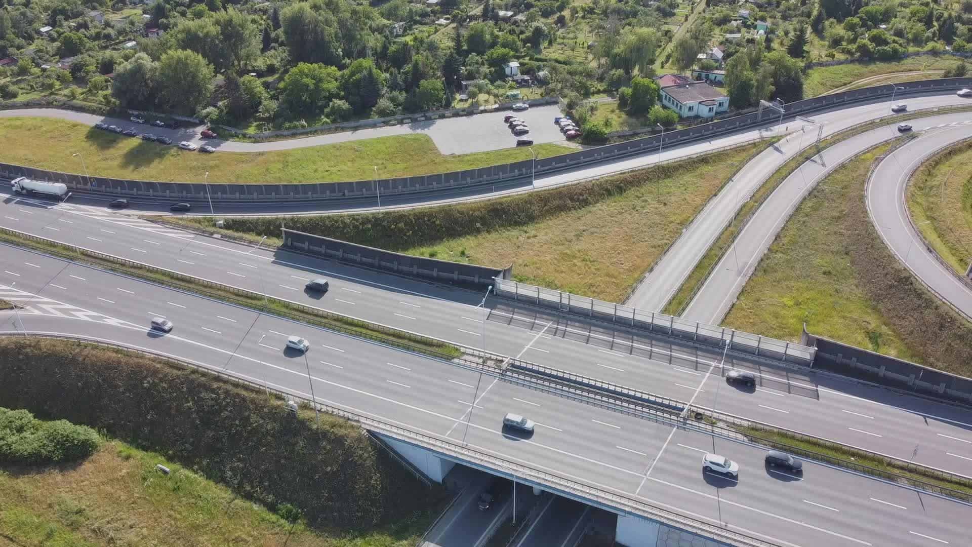 Aerial View of Busy Highway Intersection Free Stock Video Footage ...