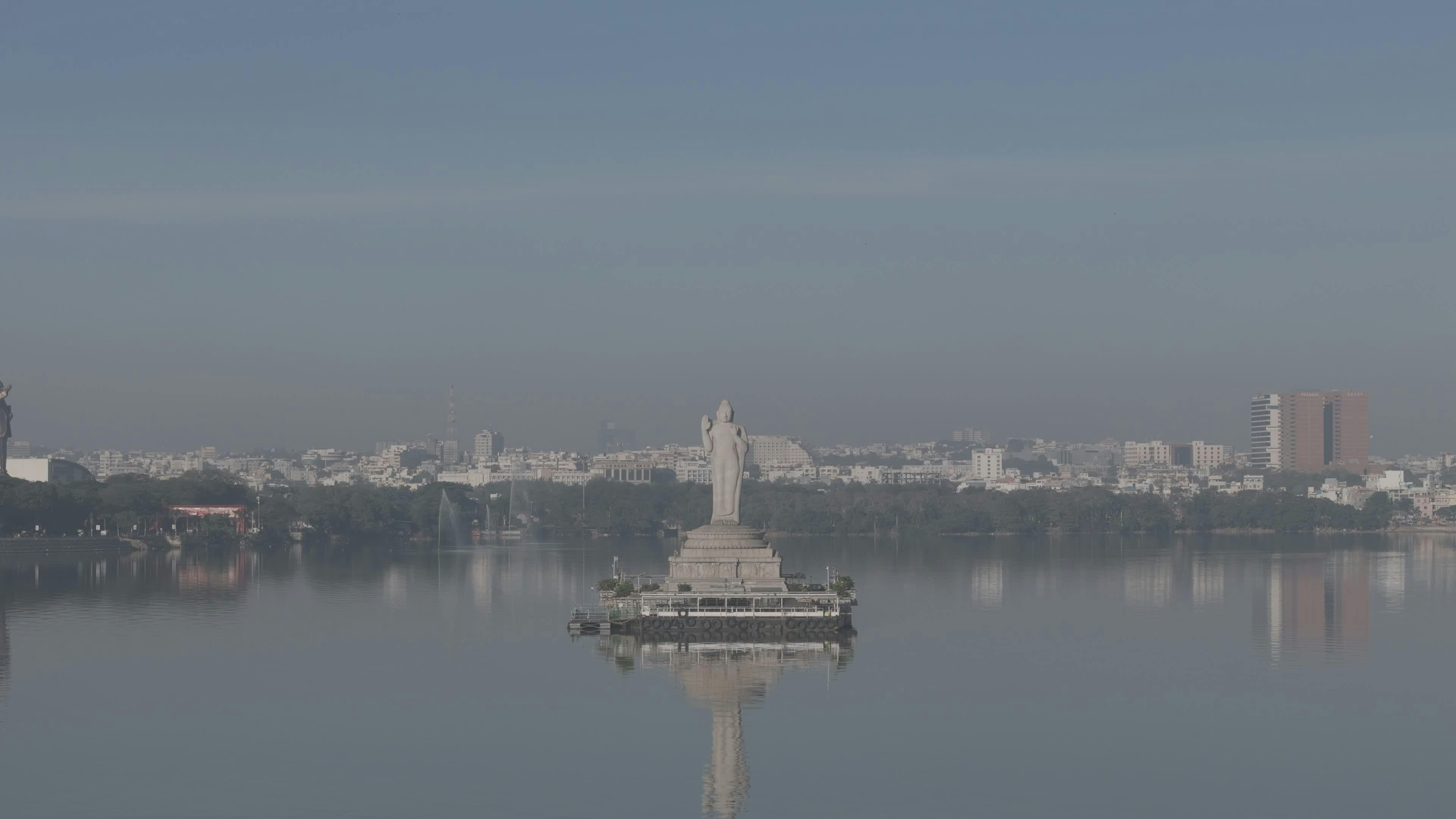 Buddha Statue Overlooking Hussain Sagar Lake Free Stock Video Footage ...
