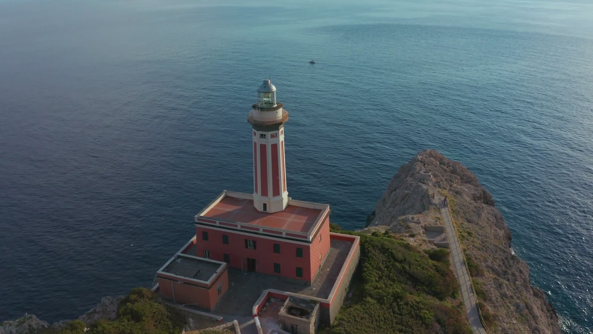 Aerial View of Capri Lighthouse at Sunrise Free Stock Video Footage ...