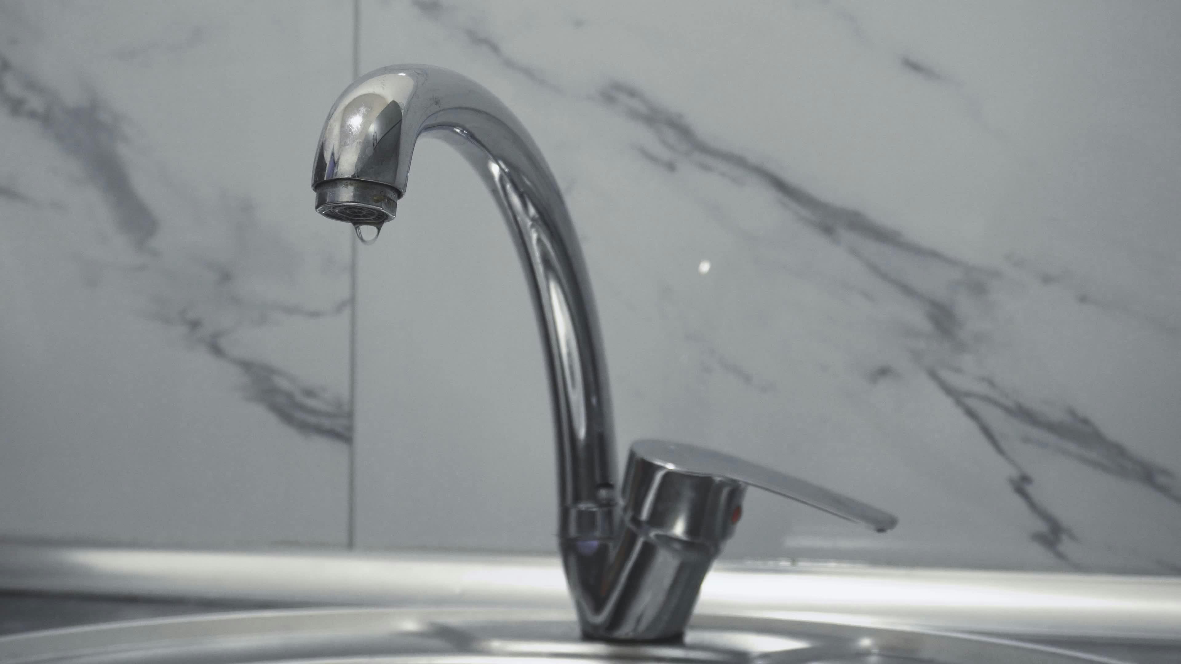 Slow Dripping Water Faucet in Kitchen Free Stock Video Footage, Royalty ...