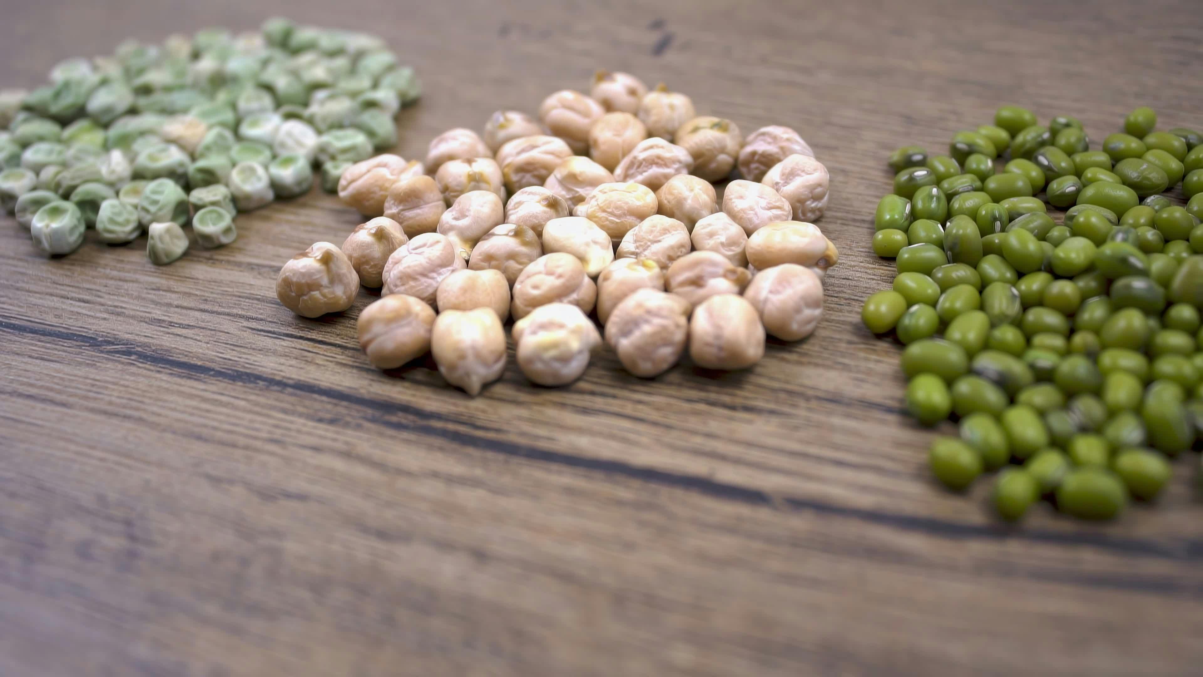 Macro Close-Up of Assorted Raw Beans on Wooden Surface Free Stock Video ...