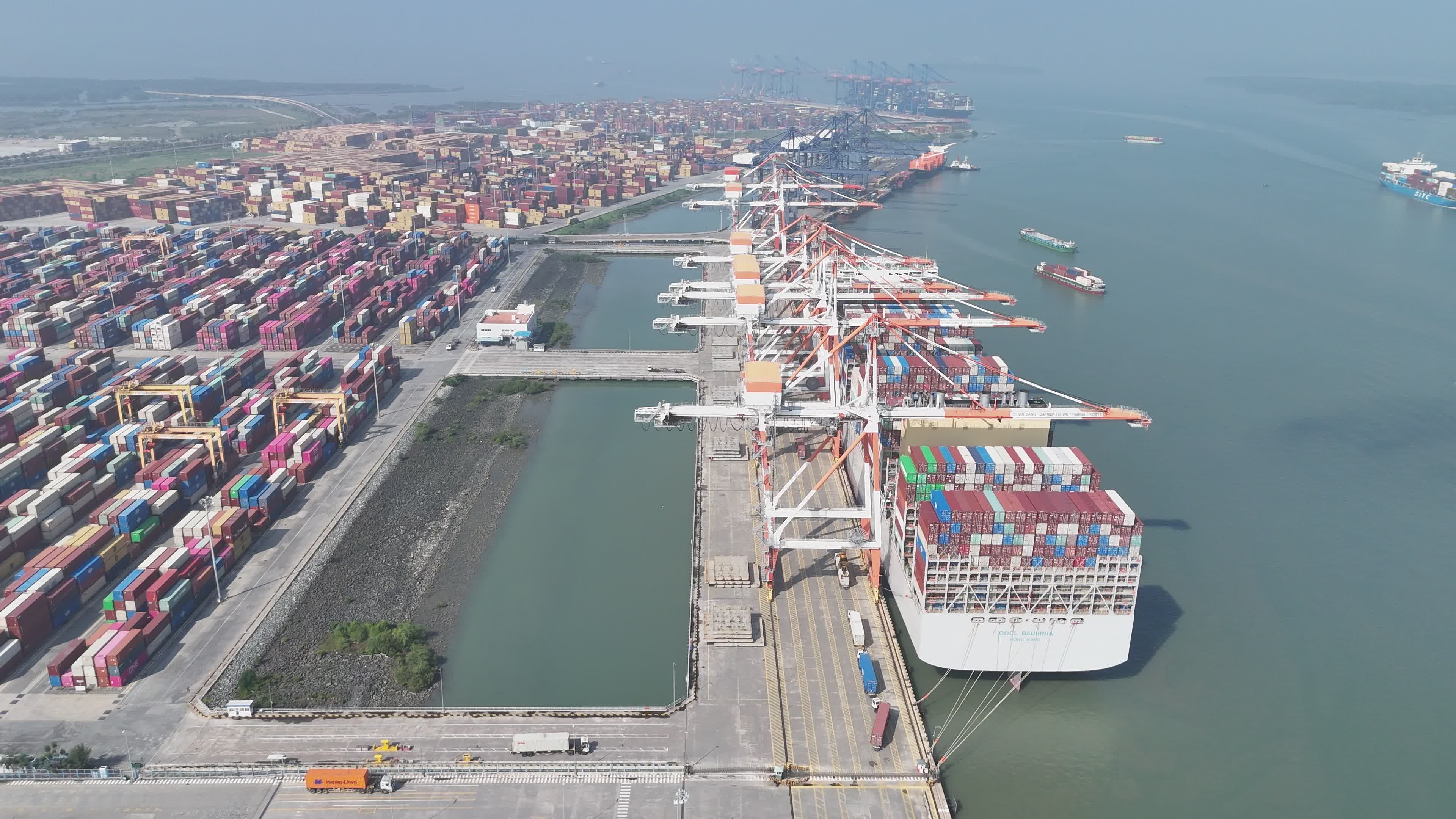 Aerial View of Cai Mep Container Port Free Stock Video Footage, Royalty ...