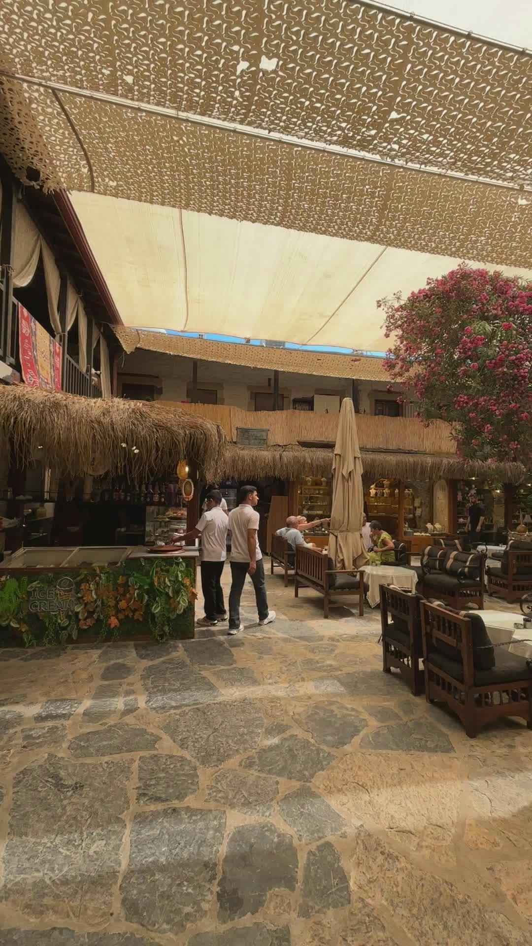 Charming Outdoor Courtyard Cafe with Seating Free Stock Video Footage ...