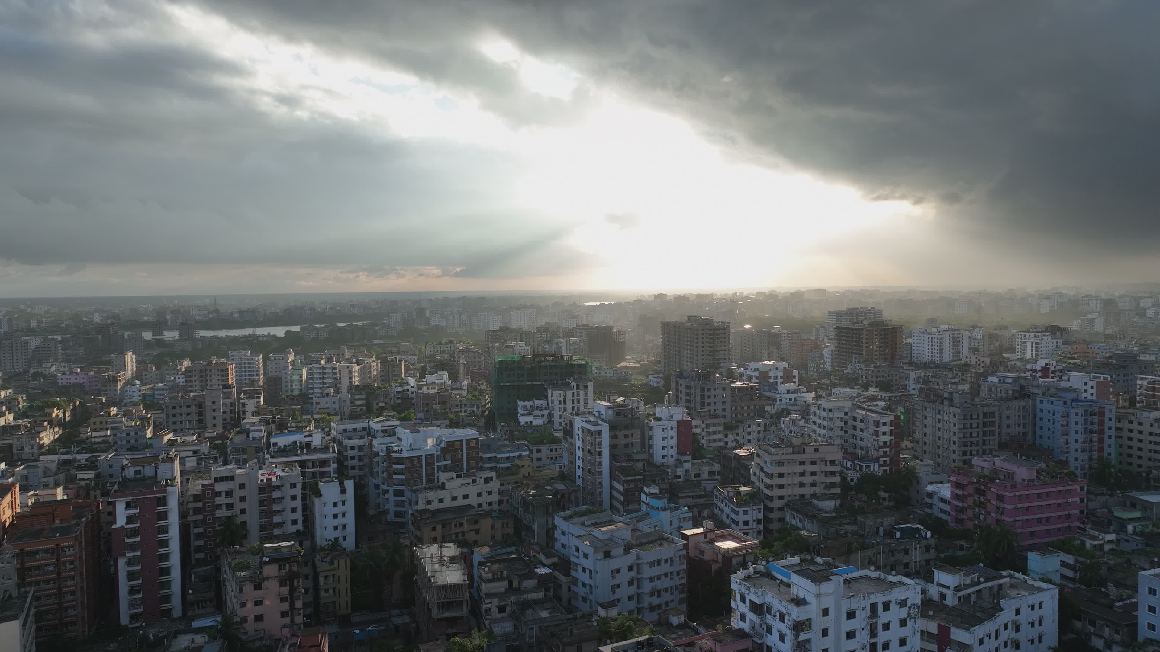 Drone Footage of Dhaka Cityscape with Dramatic Sky Free Stock Video ...